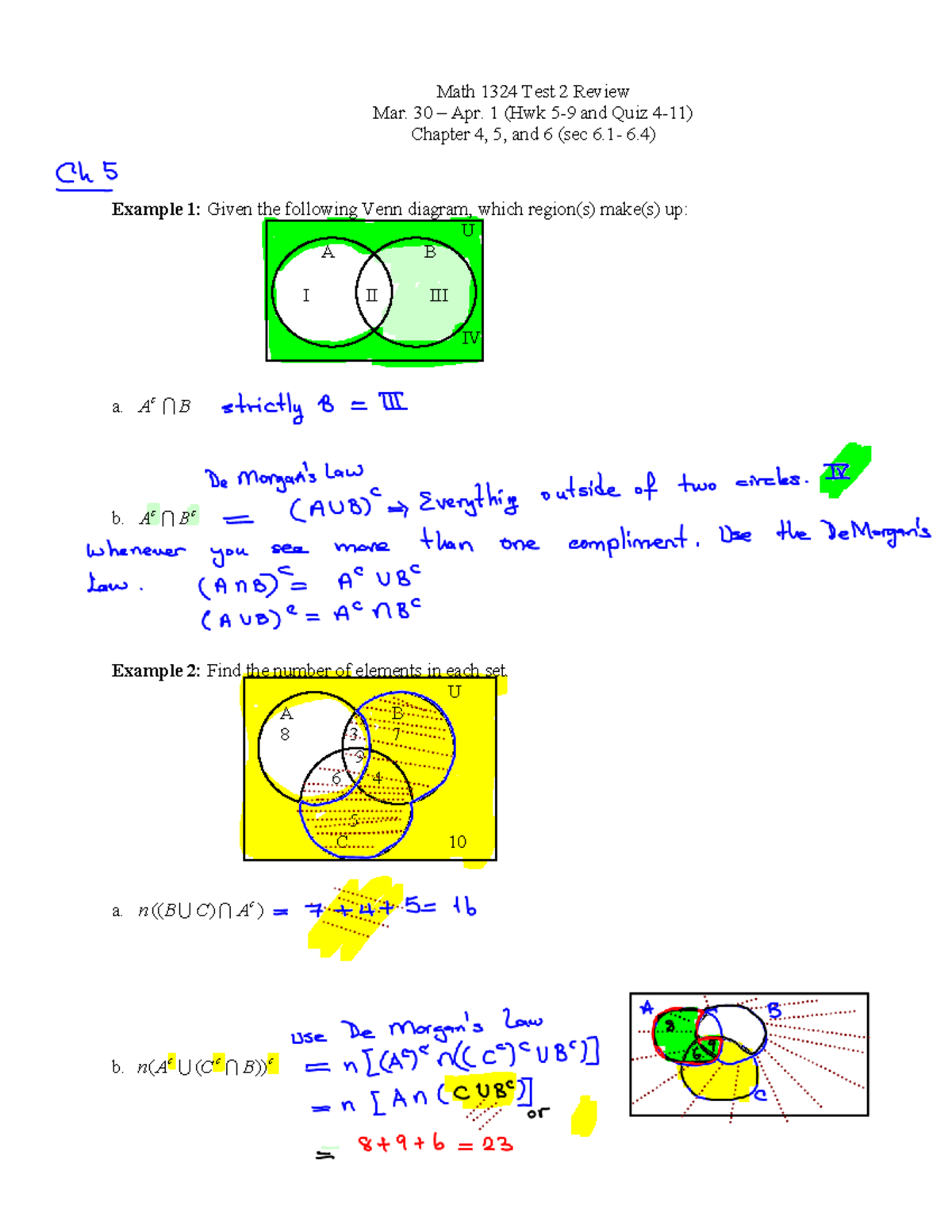 1324 Test 2 Review Sol - Math 1324 Test 2 Review Mar. 30 – Apr. 1 (Hwk ...