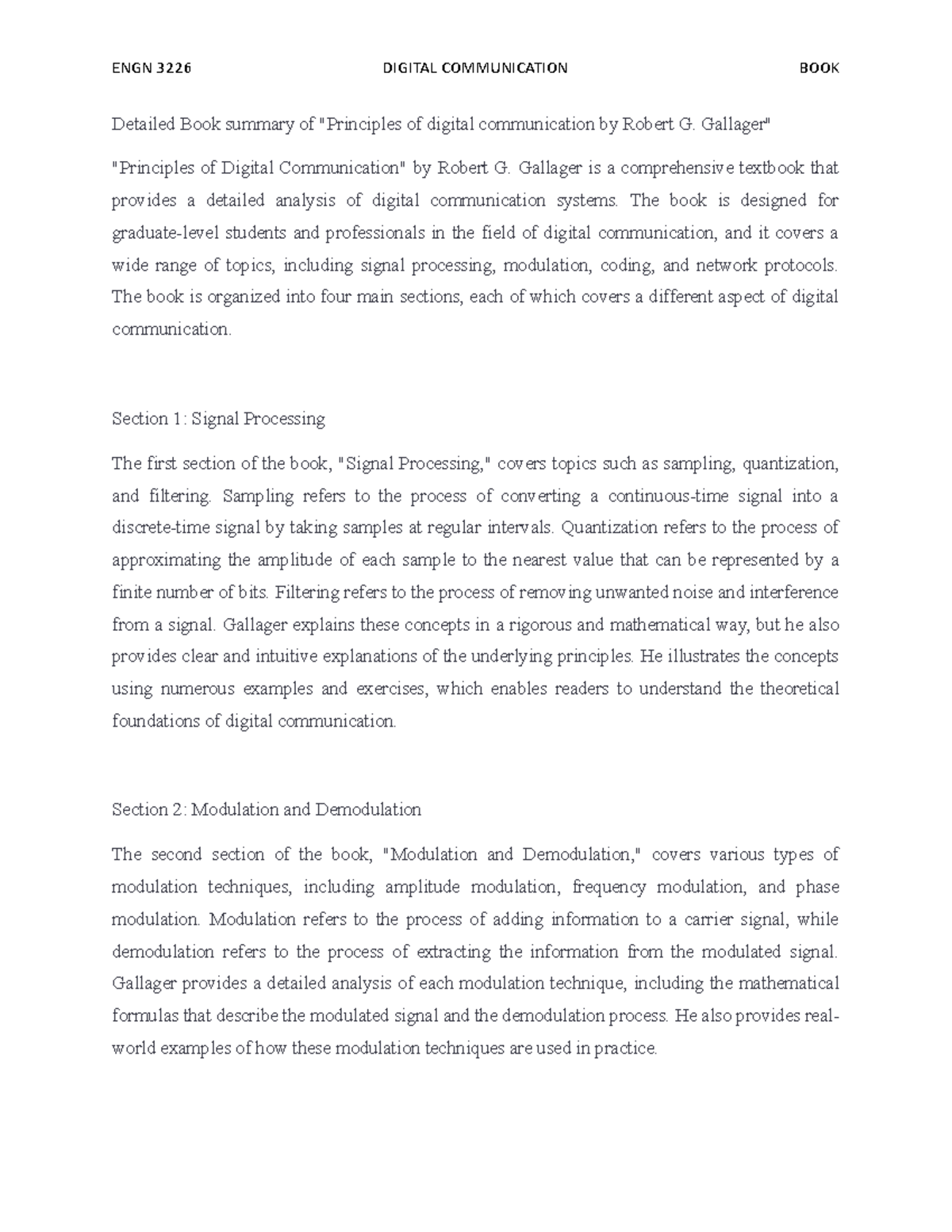 Detailed Book summary of Principles of digital communication by Robert ...