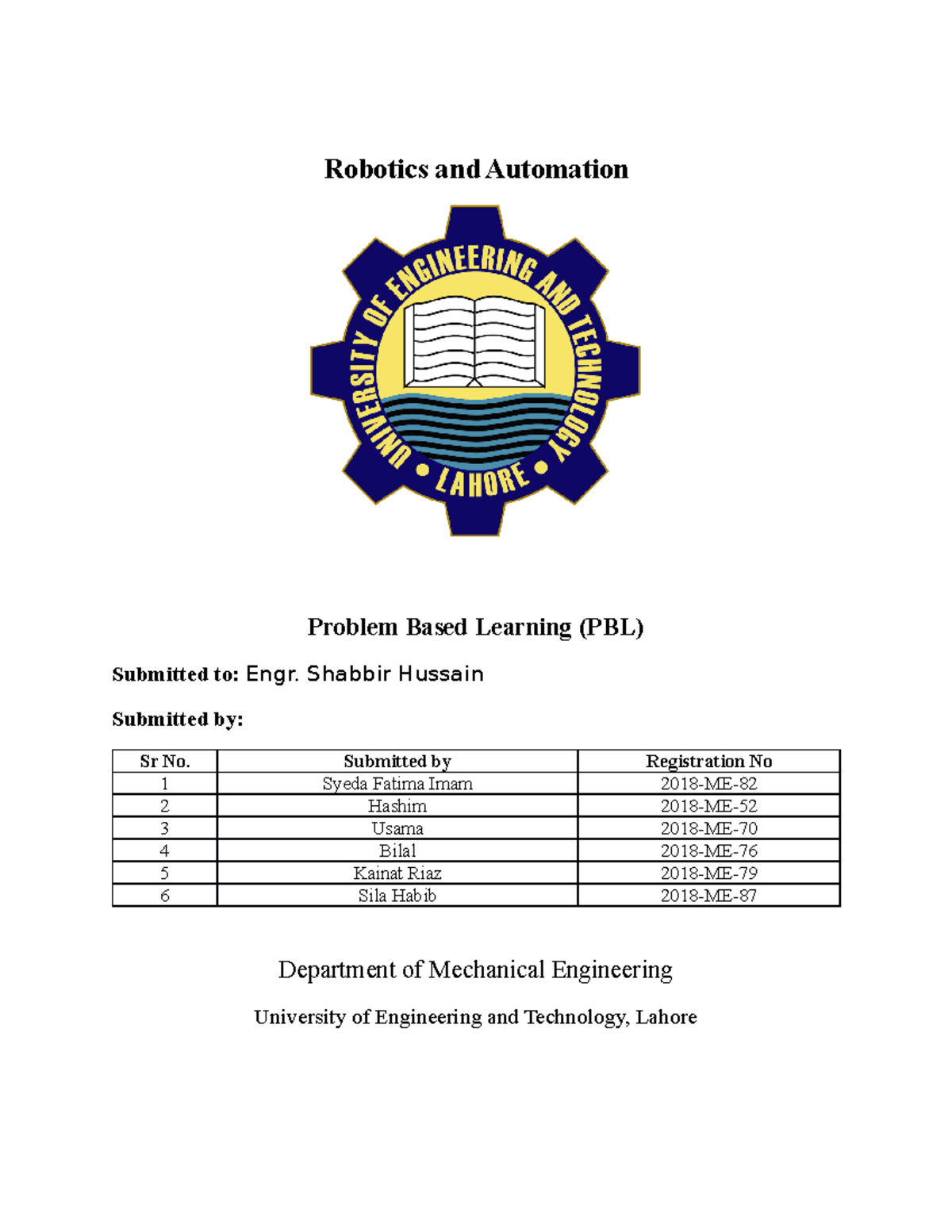 Robotics and Automation PBL - Robotics and Automation Problem Based ...