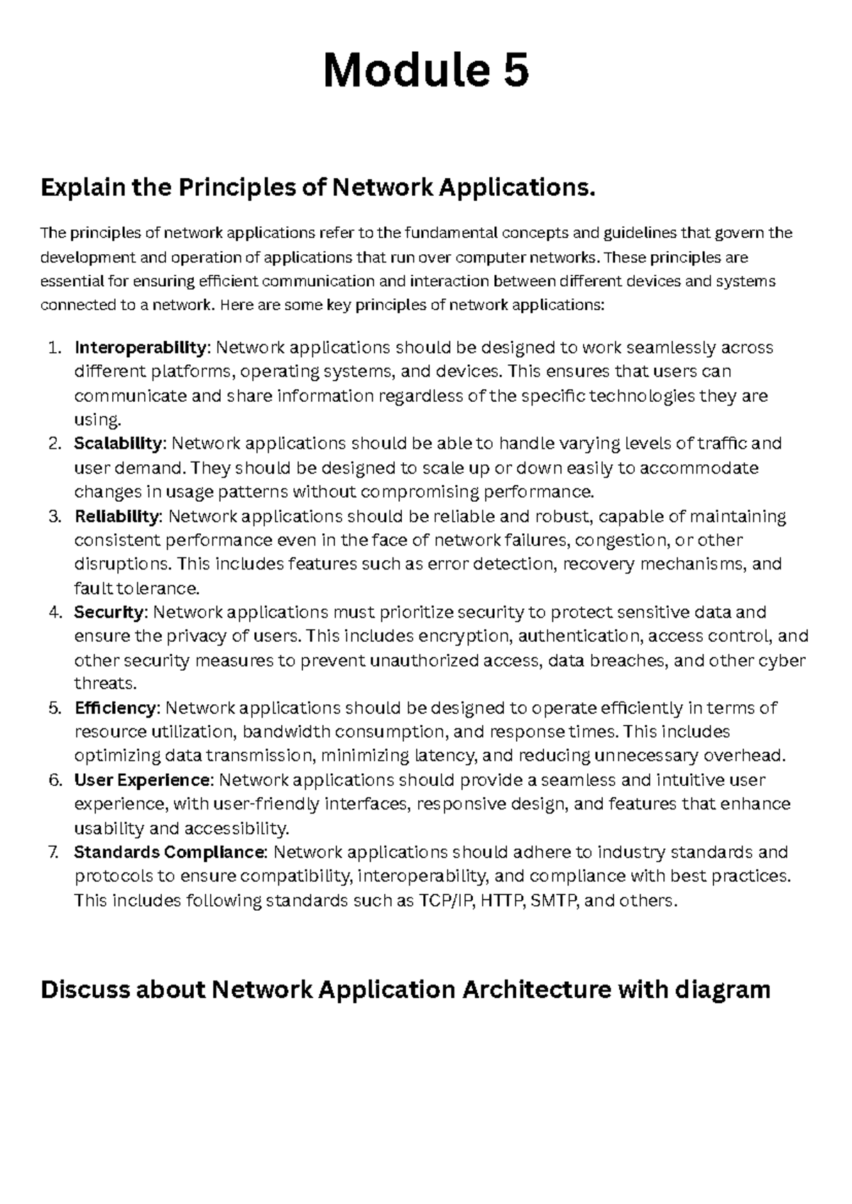 Module 5 - Module 5 Explain the Principles of Network Applications. The ...
