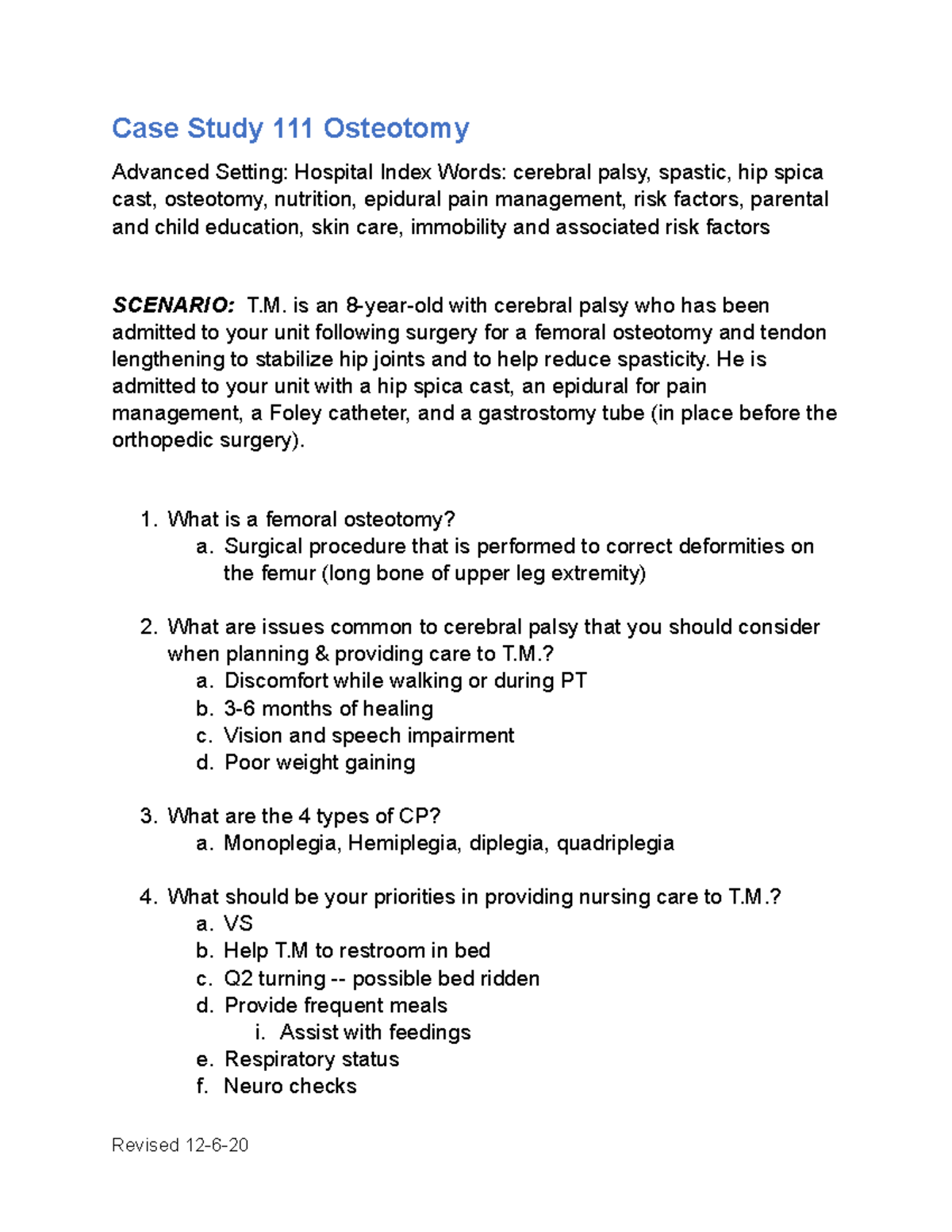 Osteotomy - Medication administration, nursing process worksheet, ATI ...