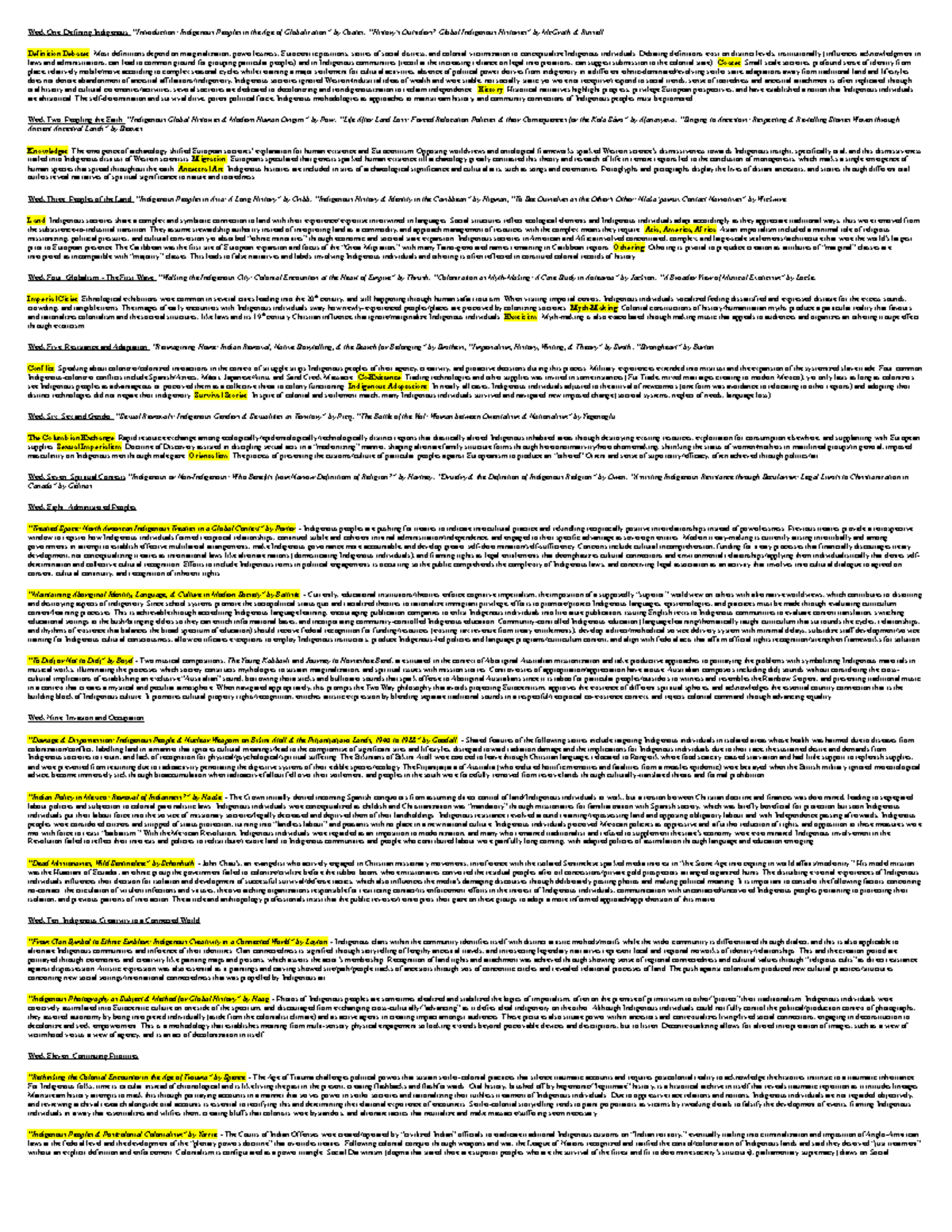 Final Exam Cheat Sheet - Week One: Defining Indigenous: “Introduction ...