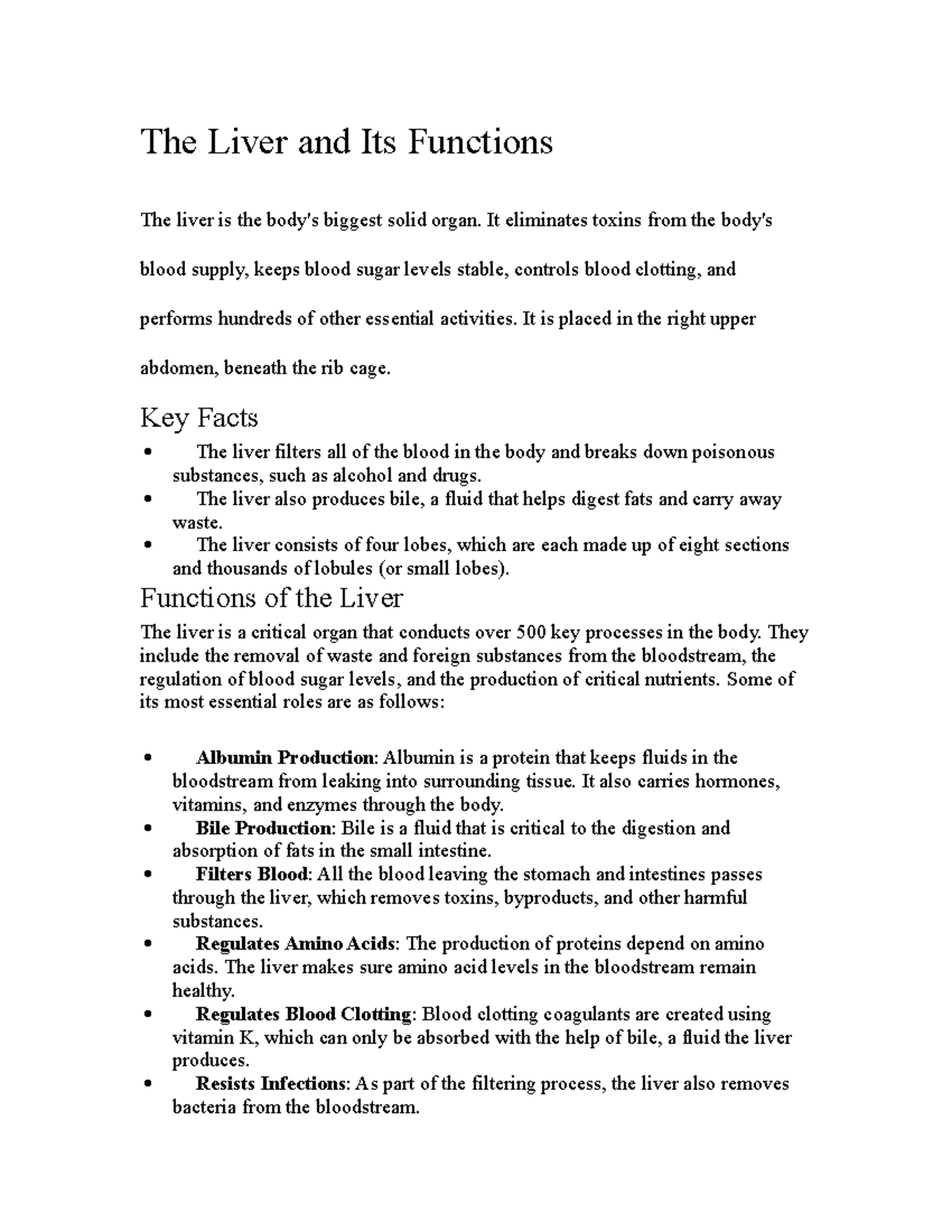 The Liver and Its Functions - It eliminates toxins from the body's ...