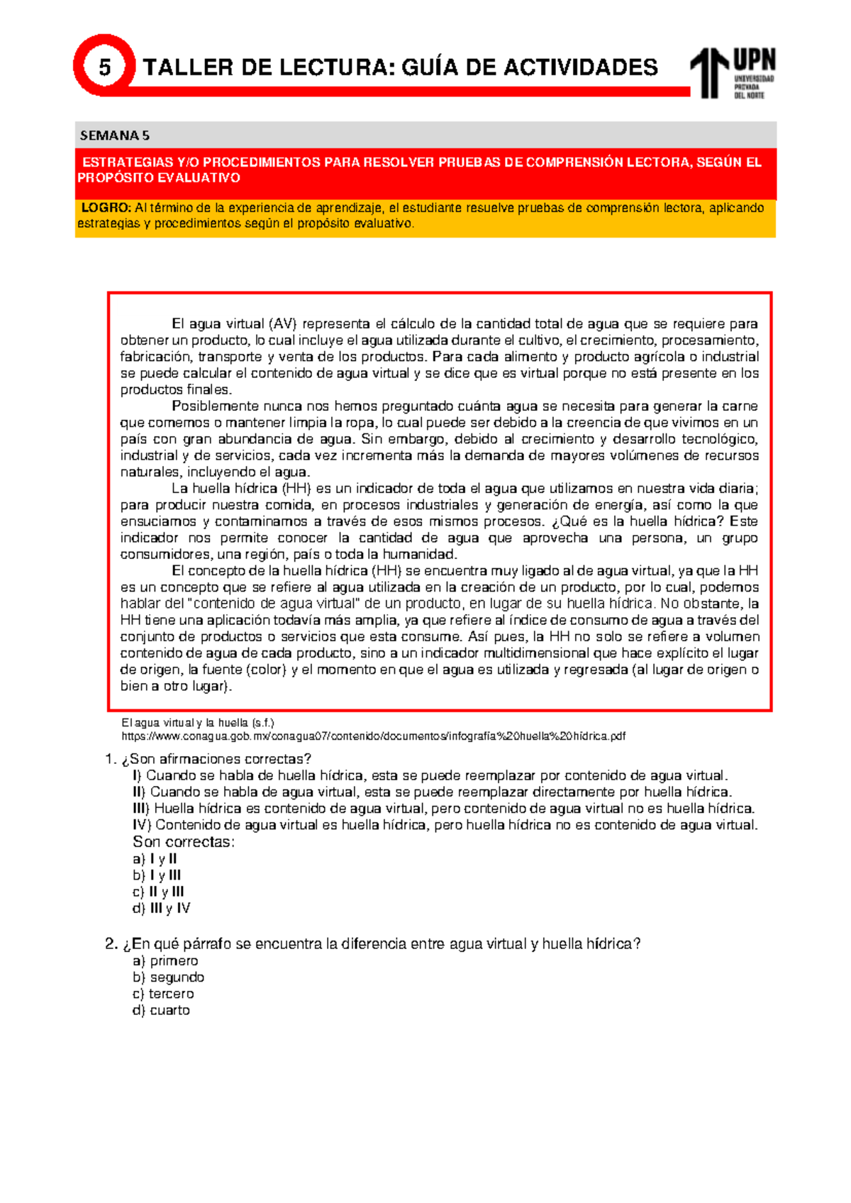 SEM5 Guía de actividades de lectura - SEMANA 5 ESTRATEGIAS Y/O PROCEDIMIENTOS PARA RESOLVER ...
