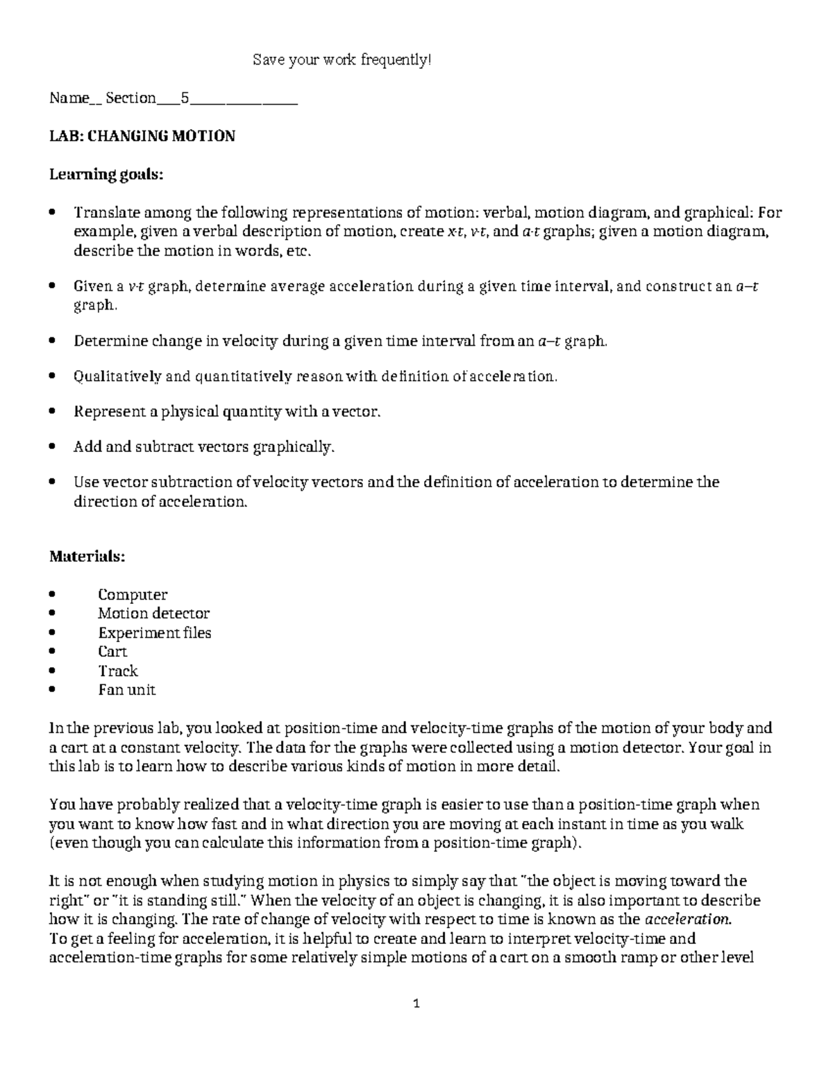 Lab 2 - Changing Motion-Lab5 - Name__ Section____5 ...