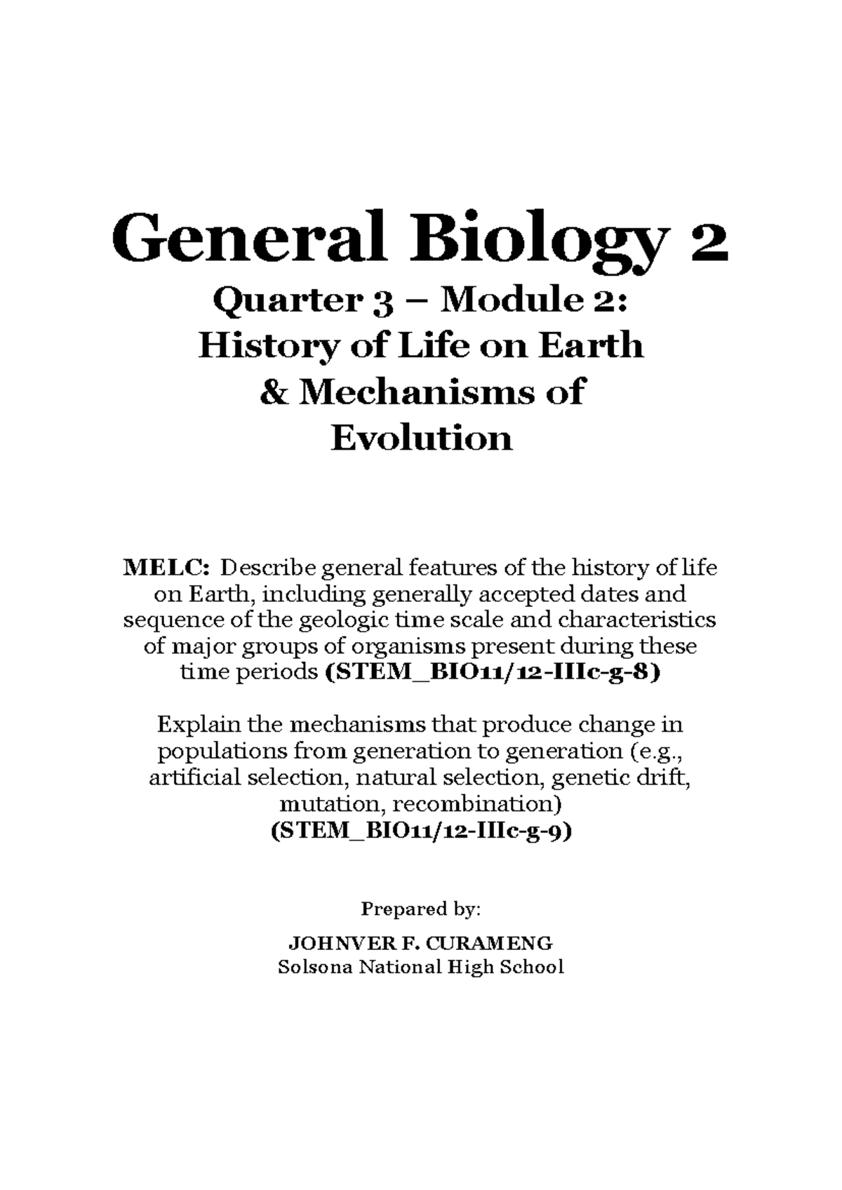 GEN-BIO-2- Module-2 reviewer - General Biology 2 Quarter 3 – Module 2 ...