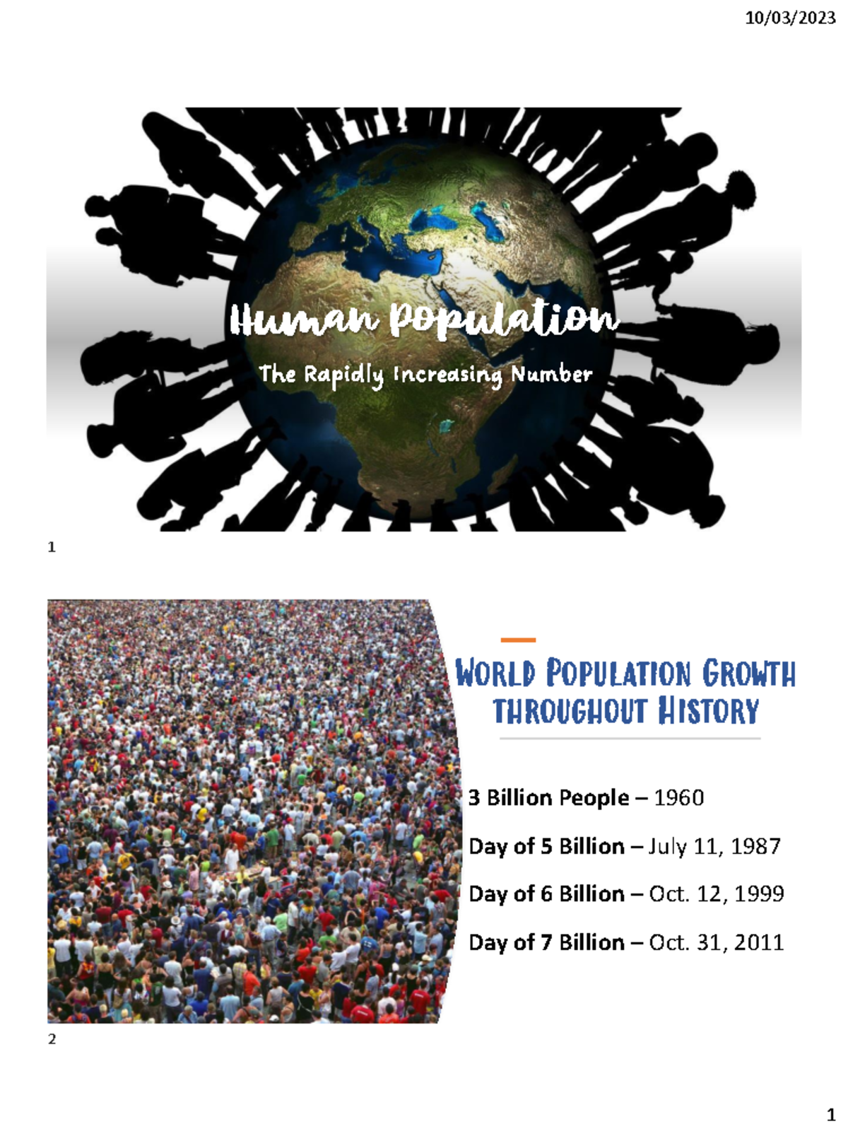 GE ELEC 4 - 8 Human Population - Human Population The Rapidly ...
