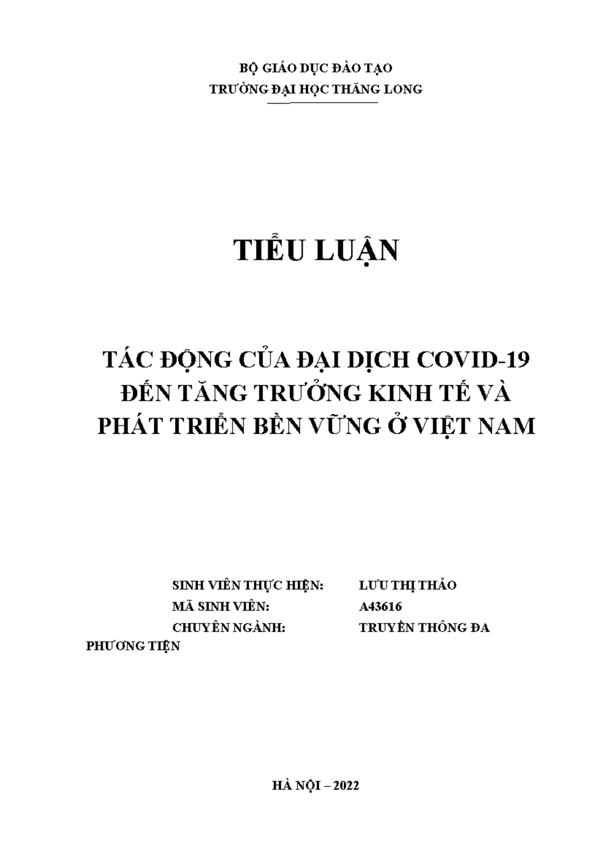 A43616 Lưu Thị Thảo Luyen Tap KTQT Cau1 - BỘ GIÁO DỤC ĐÀO TẠO TRƯỜNG ĐẠI HỌC THĂNG LONG TIỂU ...
