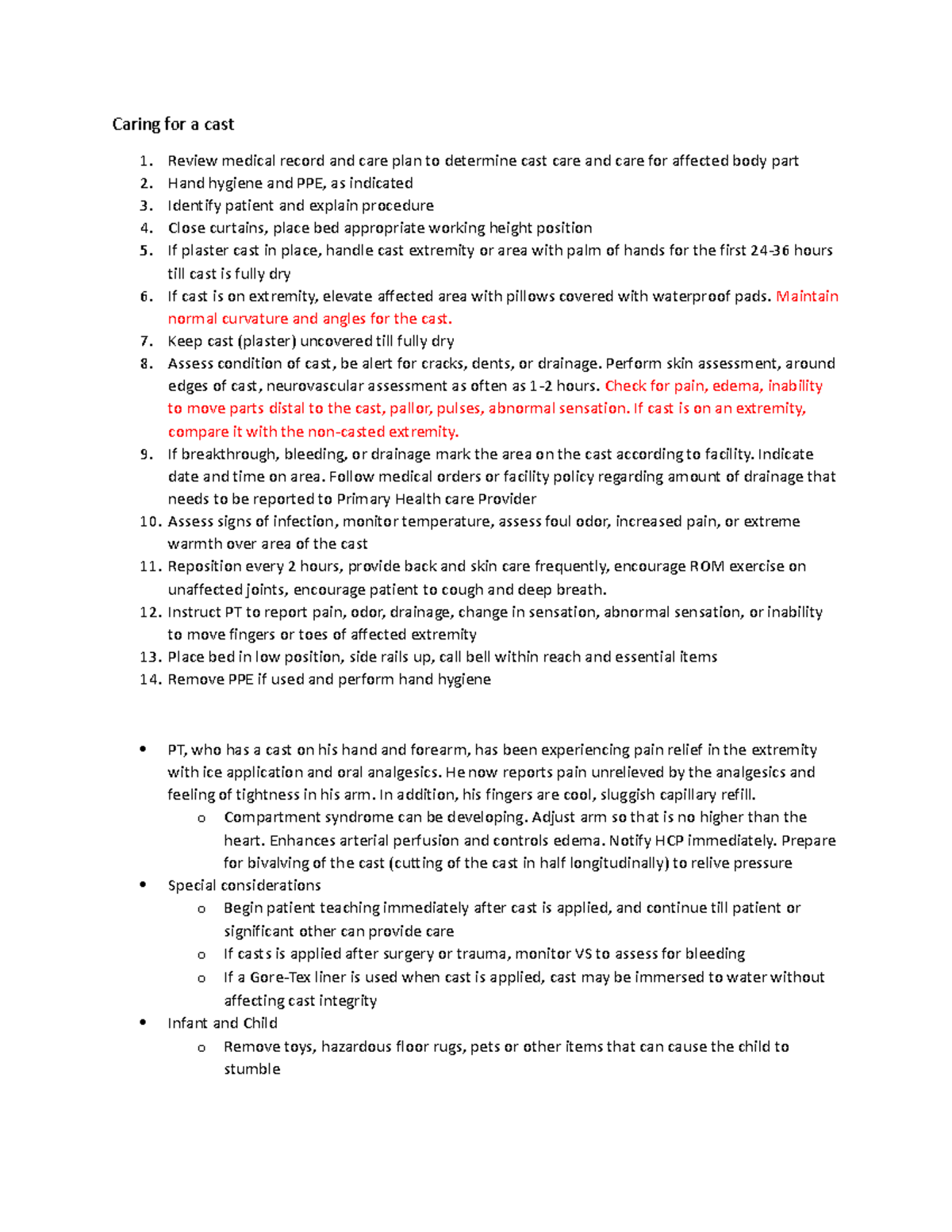 Caring for a cast - assignment - Caring for a cast Review medical ...