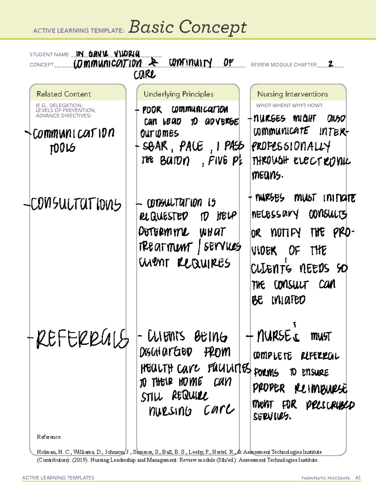 Lecture notes ati - ACTIVE LEARNING TEMPLATES THERAPEUTIC PROCEDURE A ...