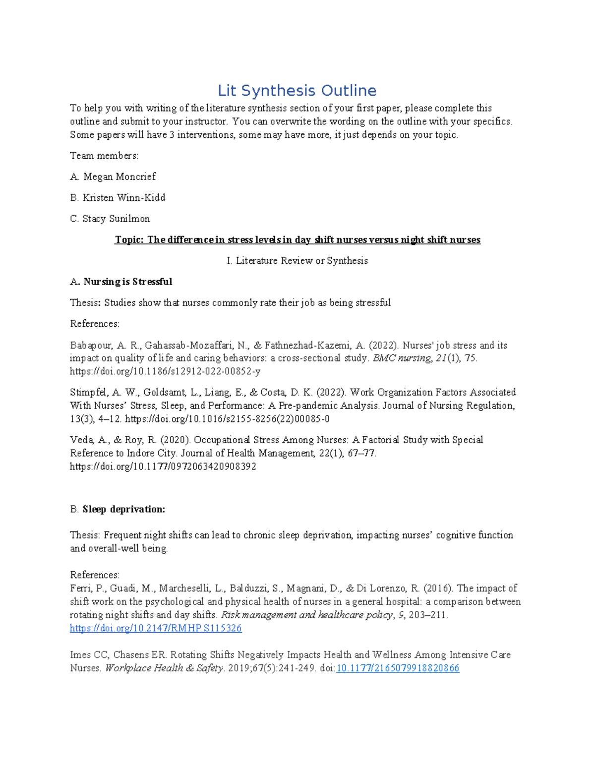 Lit Synthesis Outline - You can overwrite the wording on the outline ...