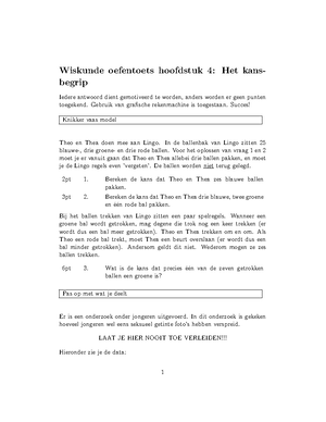Toets 2 - Wiskunde oefentoets hoofdstuk 2: Combina- toriek Iedere ...