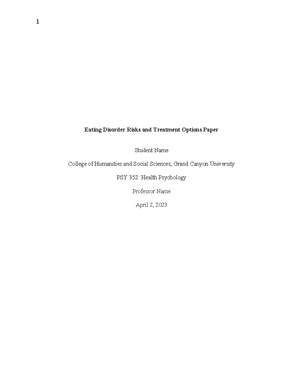 Eating Disorder Risks and Treatment Options Paper - Anxious thoughts ...