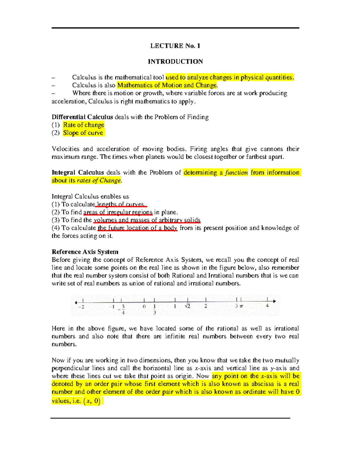 Lecture 1 & 2 of Calculus incudes dimensions - LECTURE No. 1 INTRODUCTION Calculus is the - Studocu
