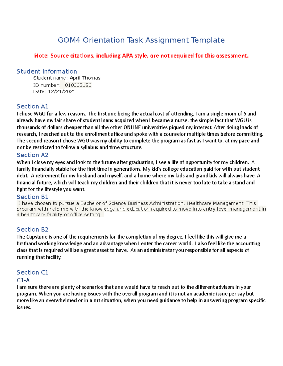 Orientation Task Template - GOM4 Orientation Task Assignment Template Note: Source citations ...
