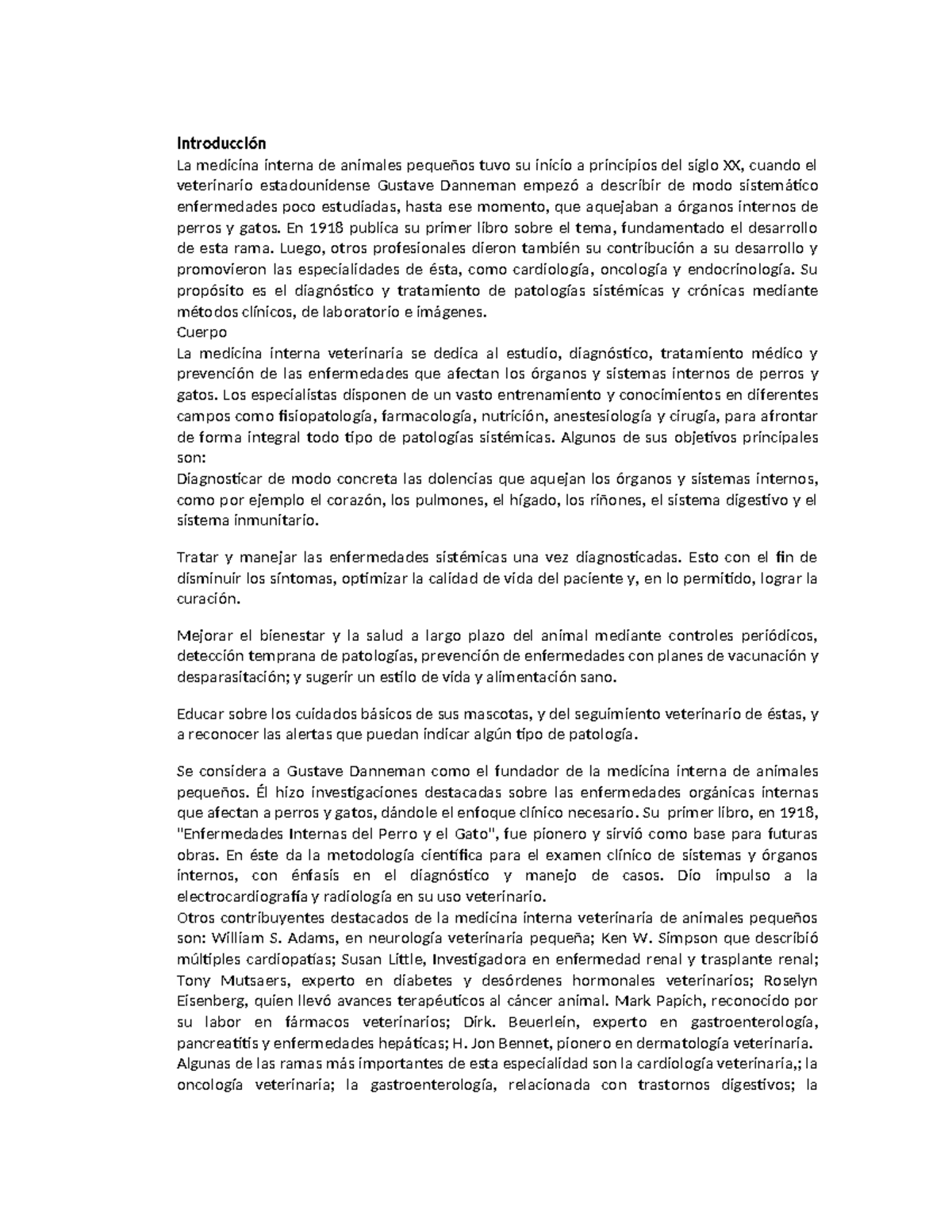 La medicina interna veterinaria se encarga del diagnóstico - complementos - Introducción La ...