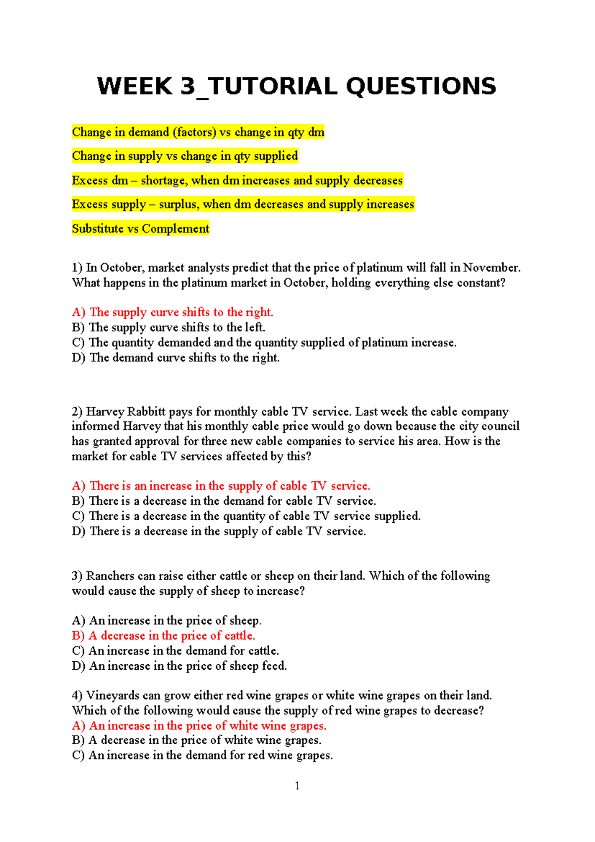 Week 3 Tutorial Questions - WEEK 3_TUTORIAL QUESTIONS Change in demand (factors) vs change in ...