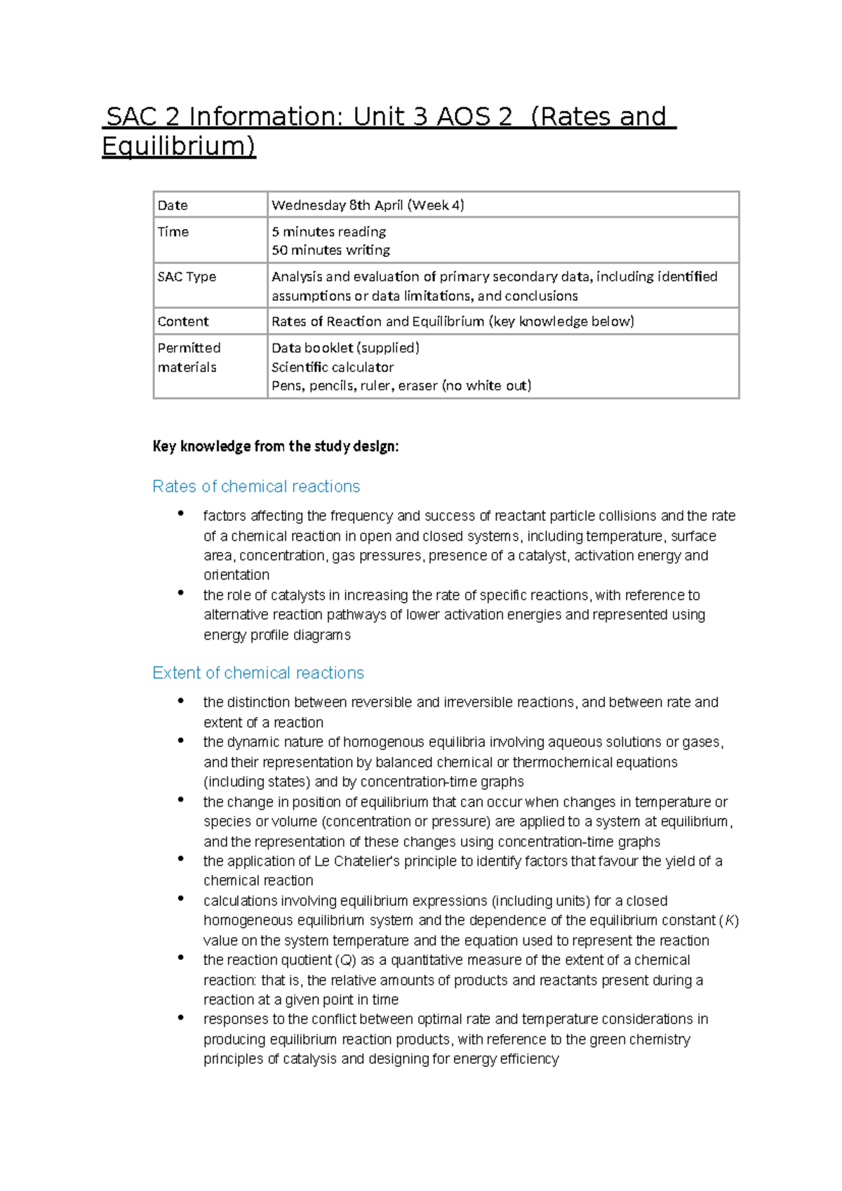 Rates SAC information - SAC 2 Information: Unit 3 AOS 2 (Rates and ...