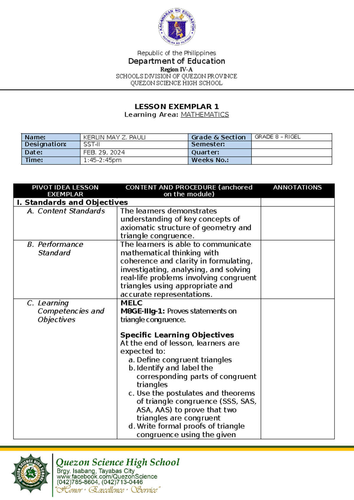Math8-exemplar - Lesson exemplar - Department of Education Region IV-A ...