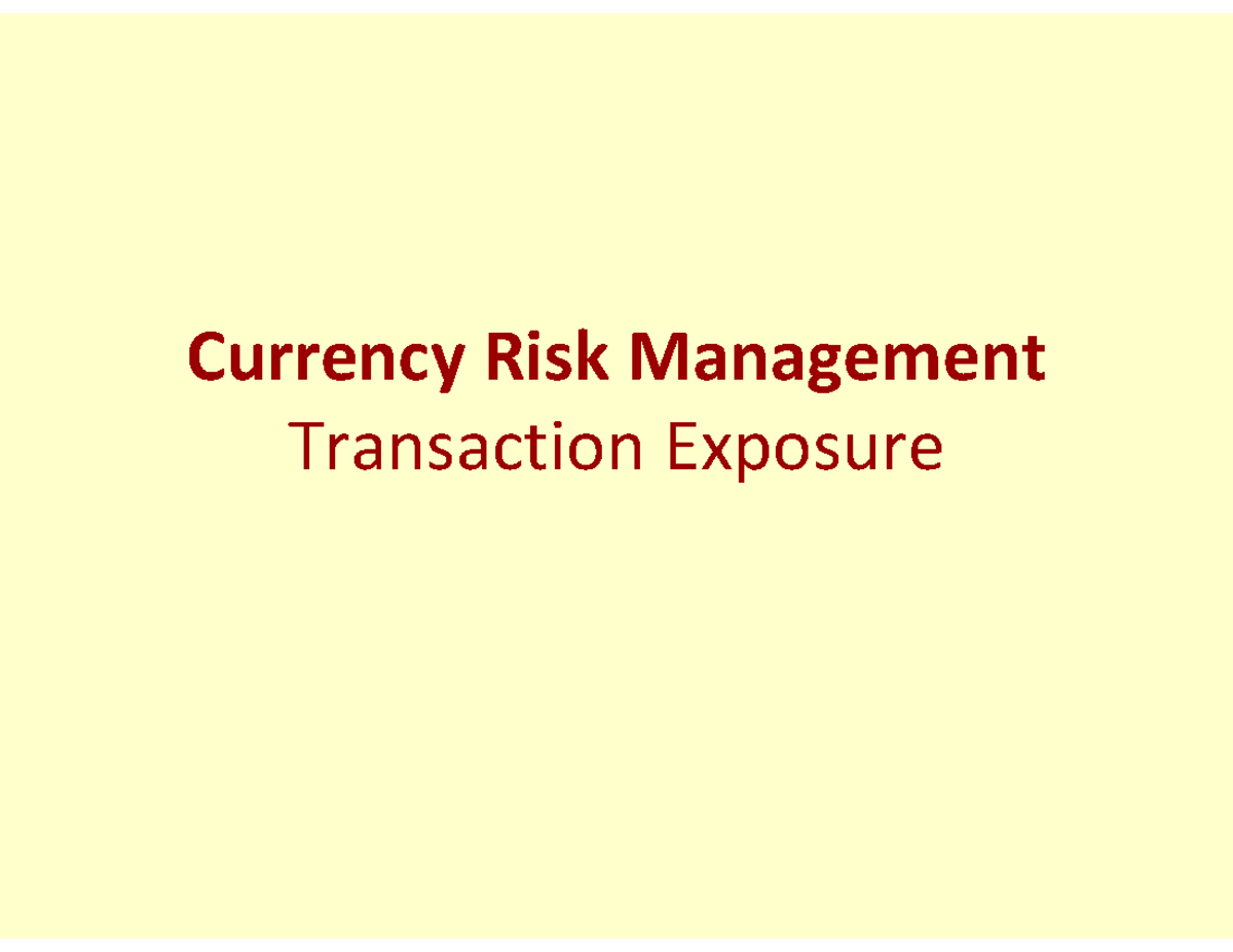 Transexp - transaction exposure - Currency Risk Management Transaction ...