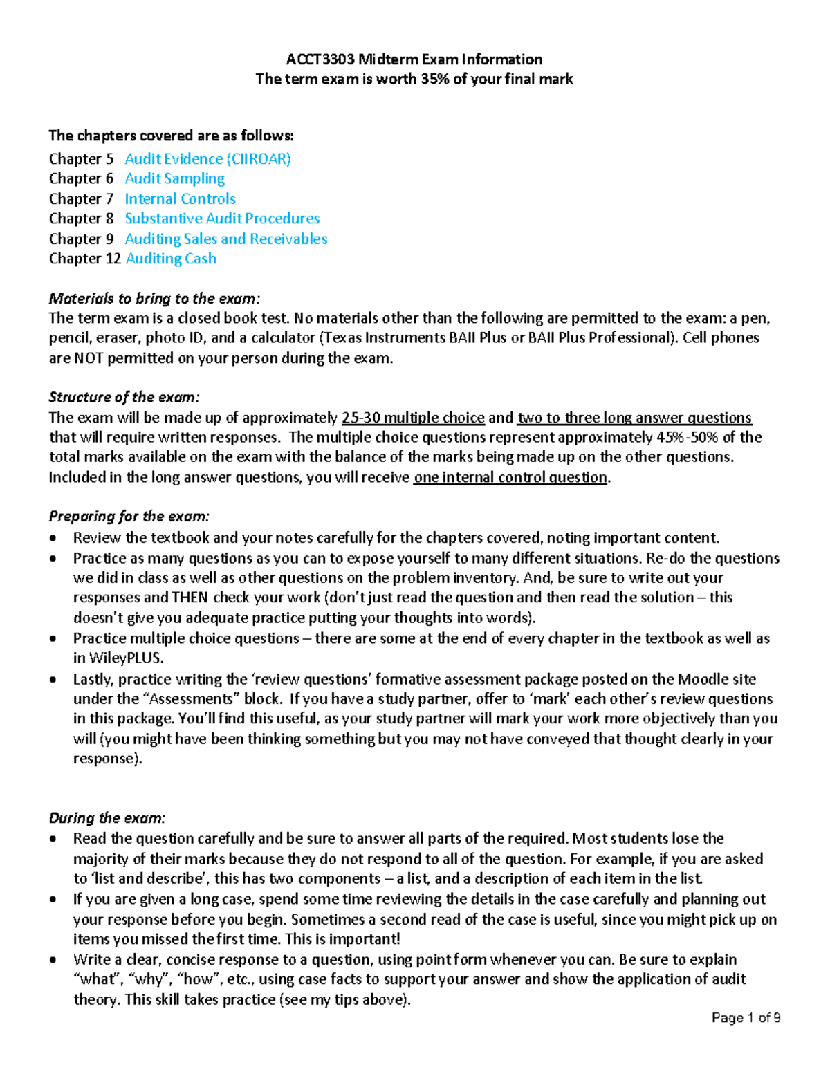 ACCT3303 - Term Exam II Review Package Fall2020 KEY - ACCT3303 Midterm ...