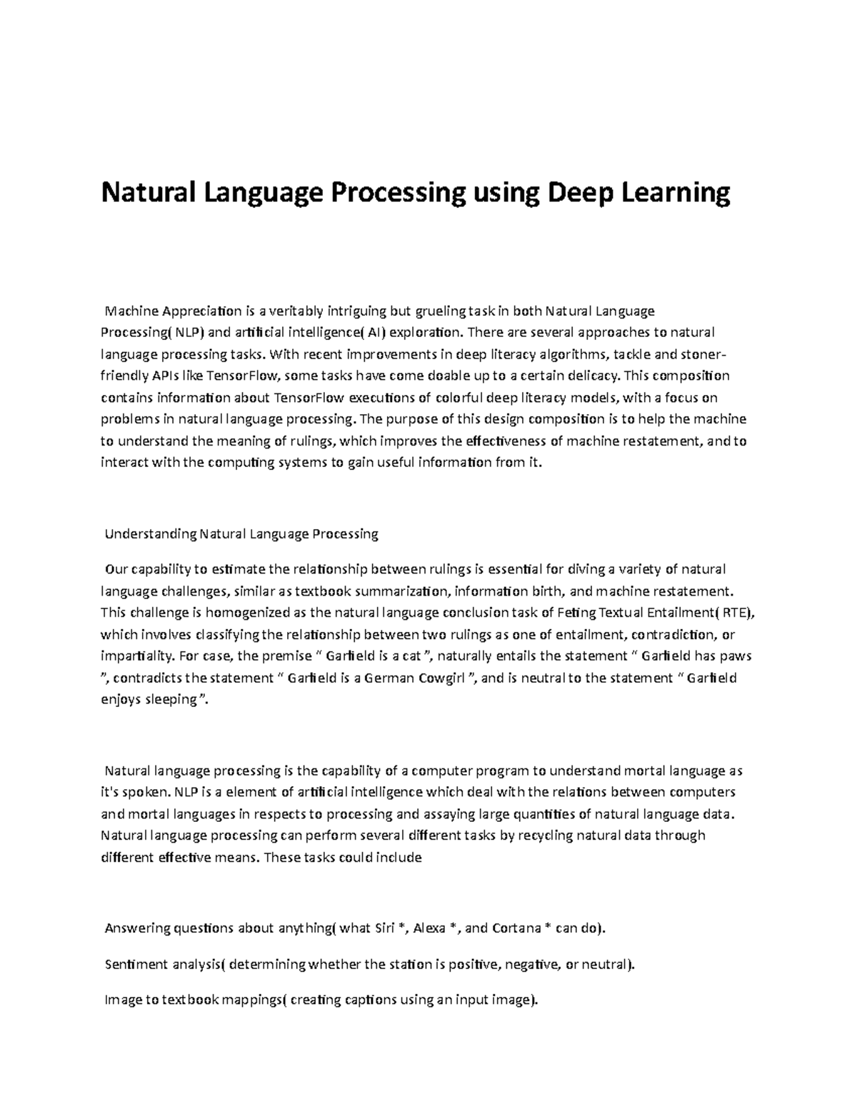 Natural Language Processing using Deep Learning - There are several ...