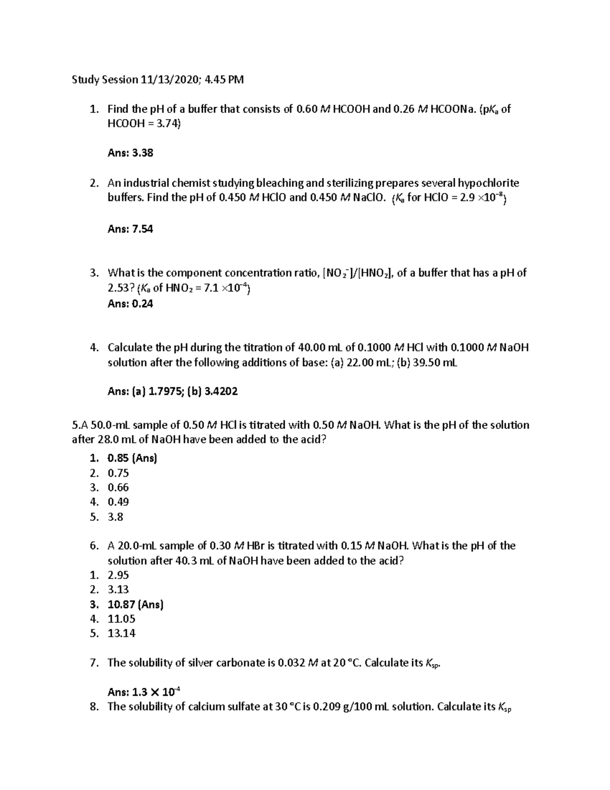 Study Session 11 - This contain practice problems. - Study Session 11 ...