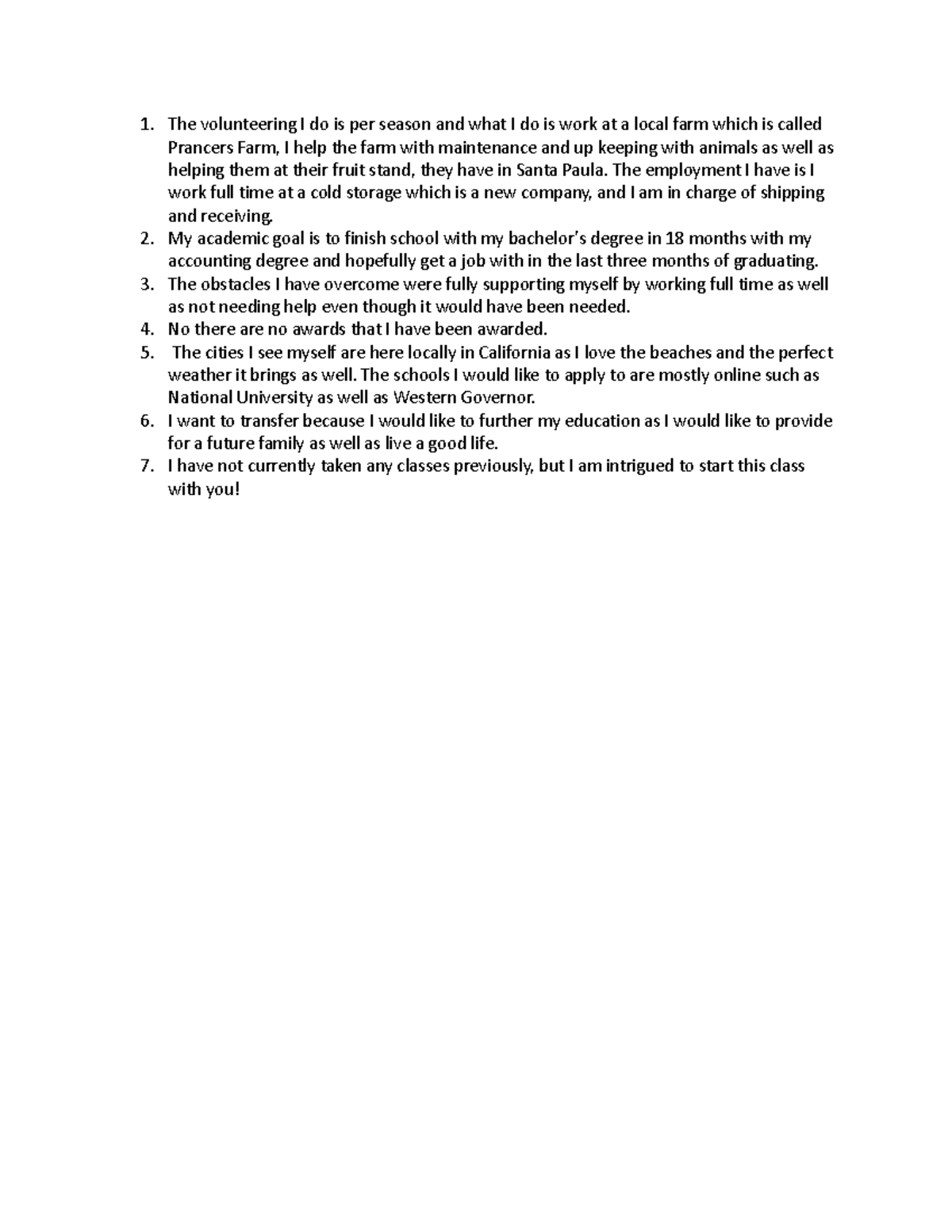 About you,your plans - Homework that pertains to gcu first course ...