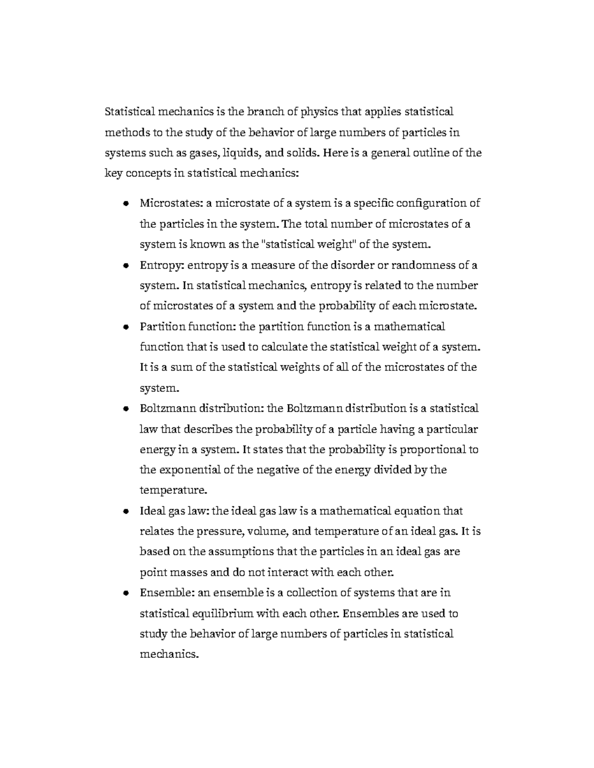 Statistical Mechanics Notes - Statistical mechanics is the branch of ...