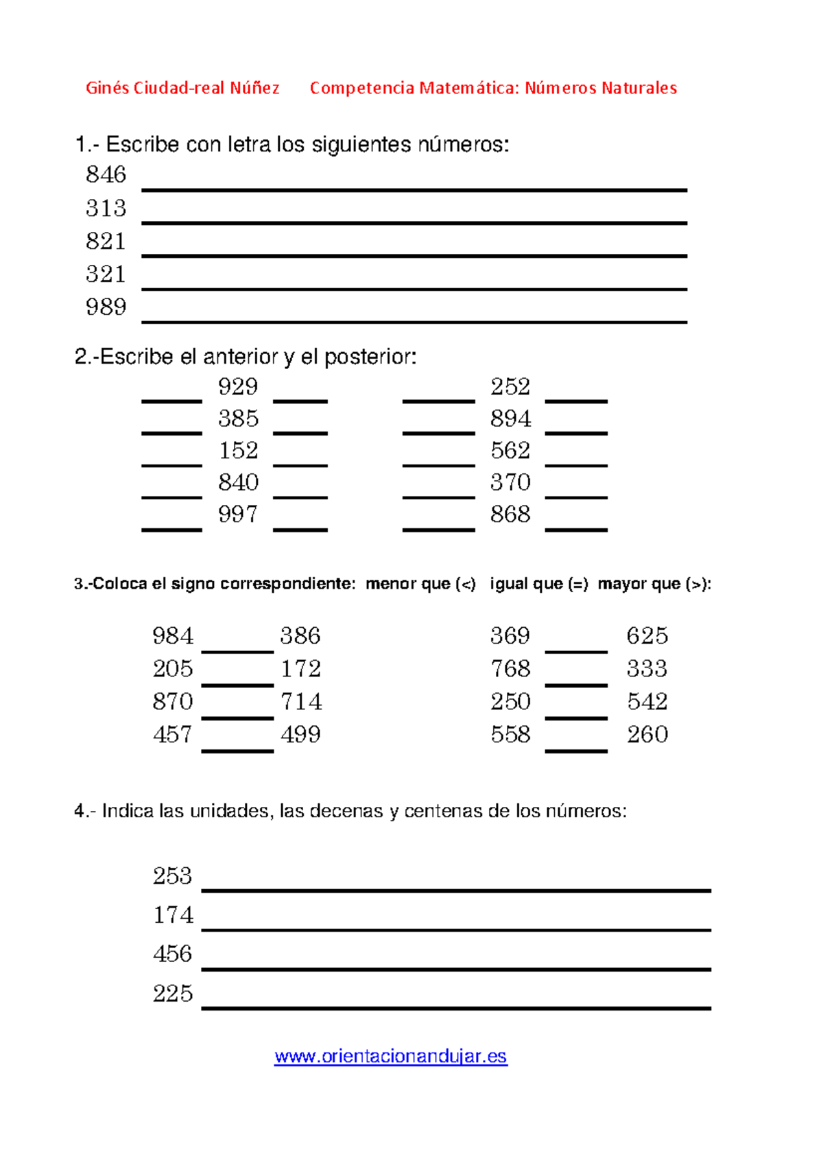 1-999 CONOCIMIENTO Y PRONUNCIACION DE LOS NUMEROS ANTES Y DESPUES ...