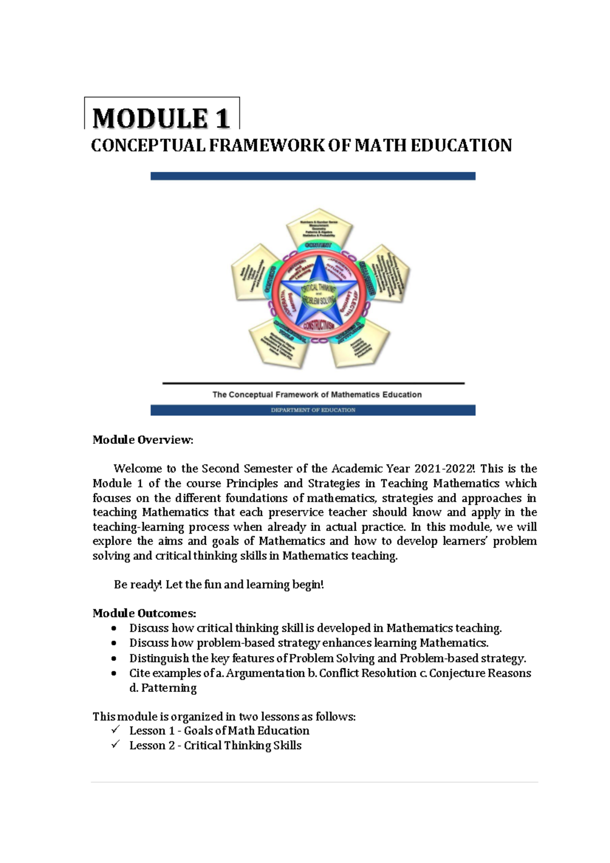 M3214- Module-1 - Mathematics Education Major in Applied Math Lecture ...