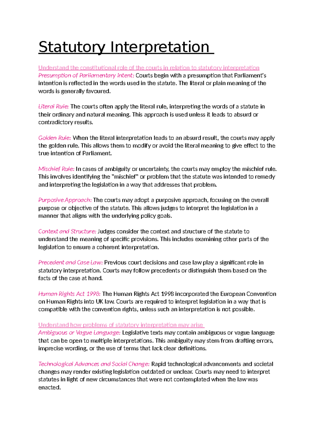 Statutory Interpretation - Statutory Interpretation Understand the ...