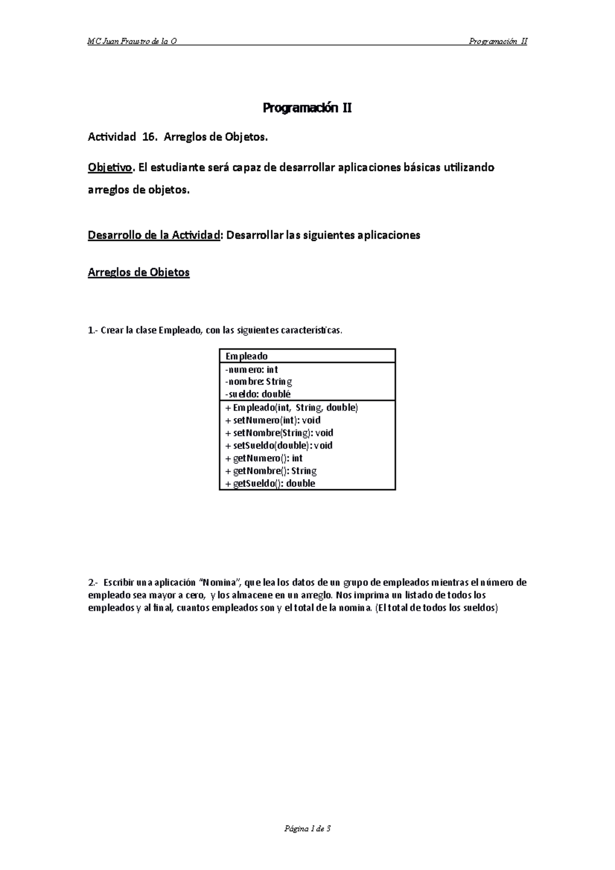 Act16 Arreglos Objetos - MC Juan Fraustro de la O Programación II ...