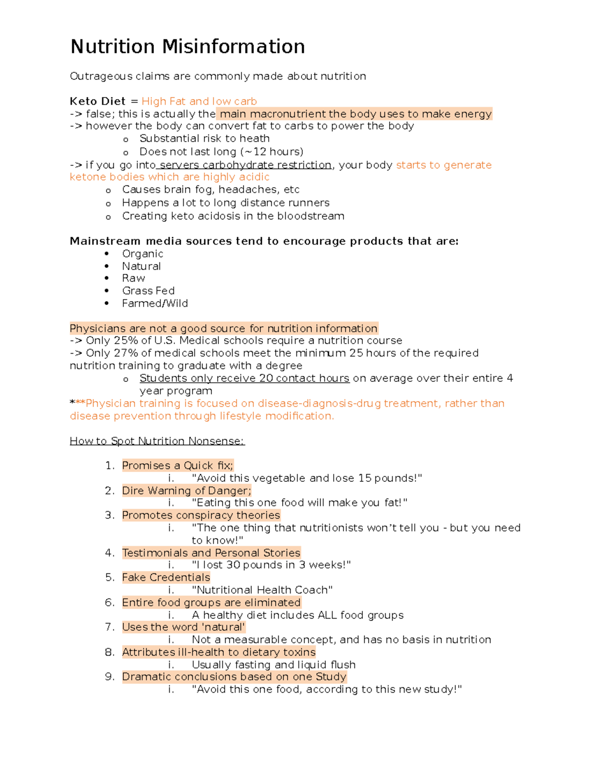 Nutrition Misinformation Notes - Nutrition Misinformation Outrageous ...
