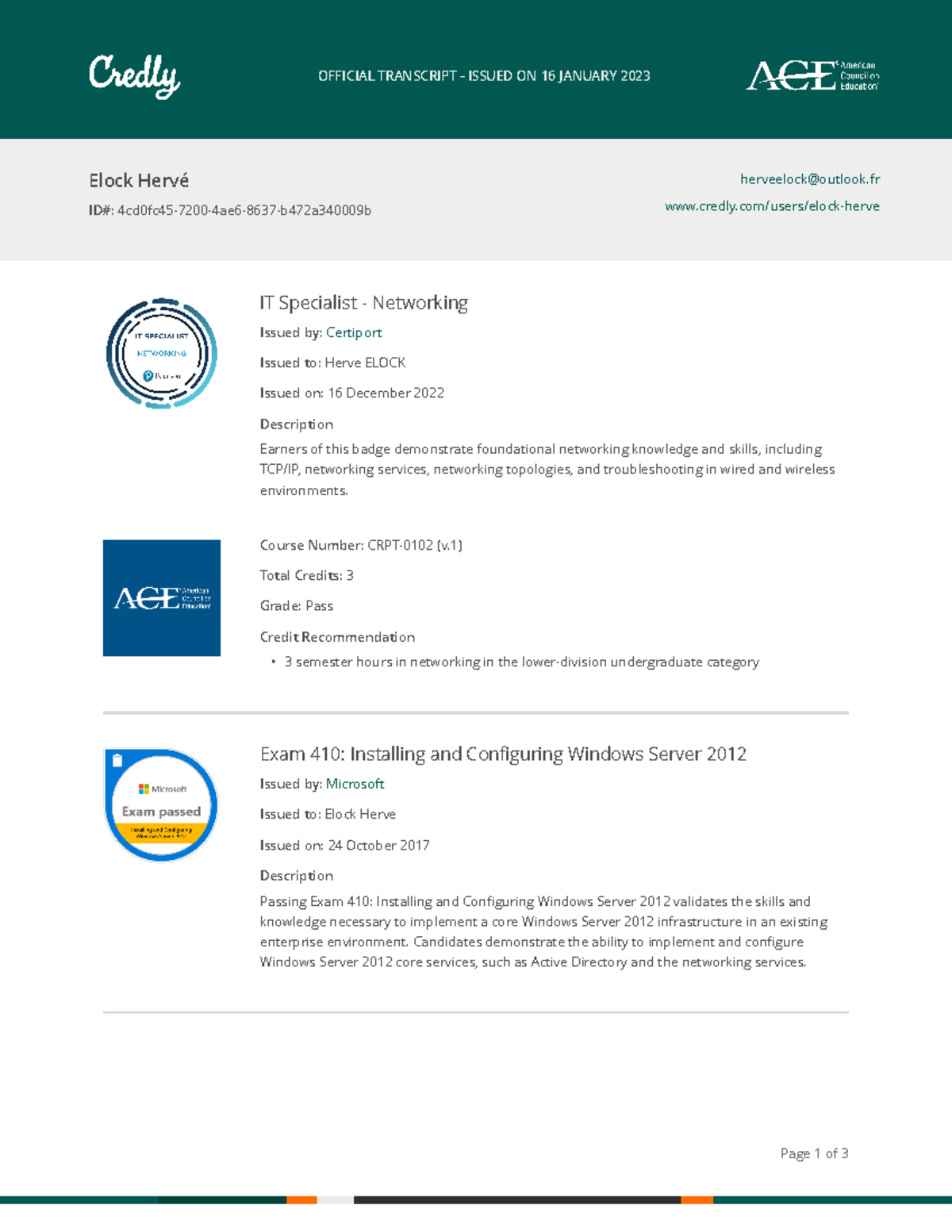 Academic transcript 20230116-30-x31ja0 - Elock Hervé ID#: 4cd0fc45-7200-4ae6-8637-b472a340009b ...