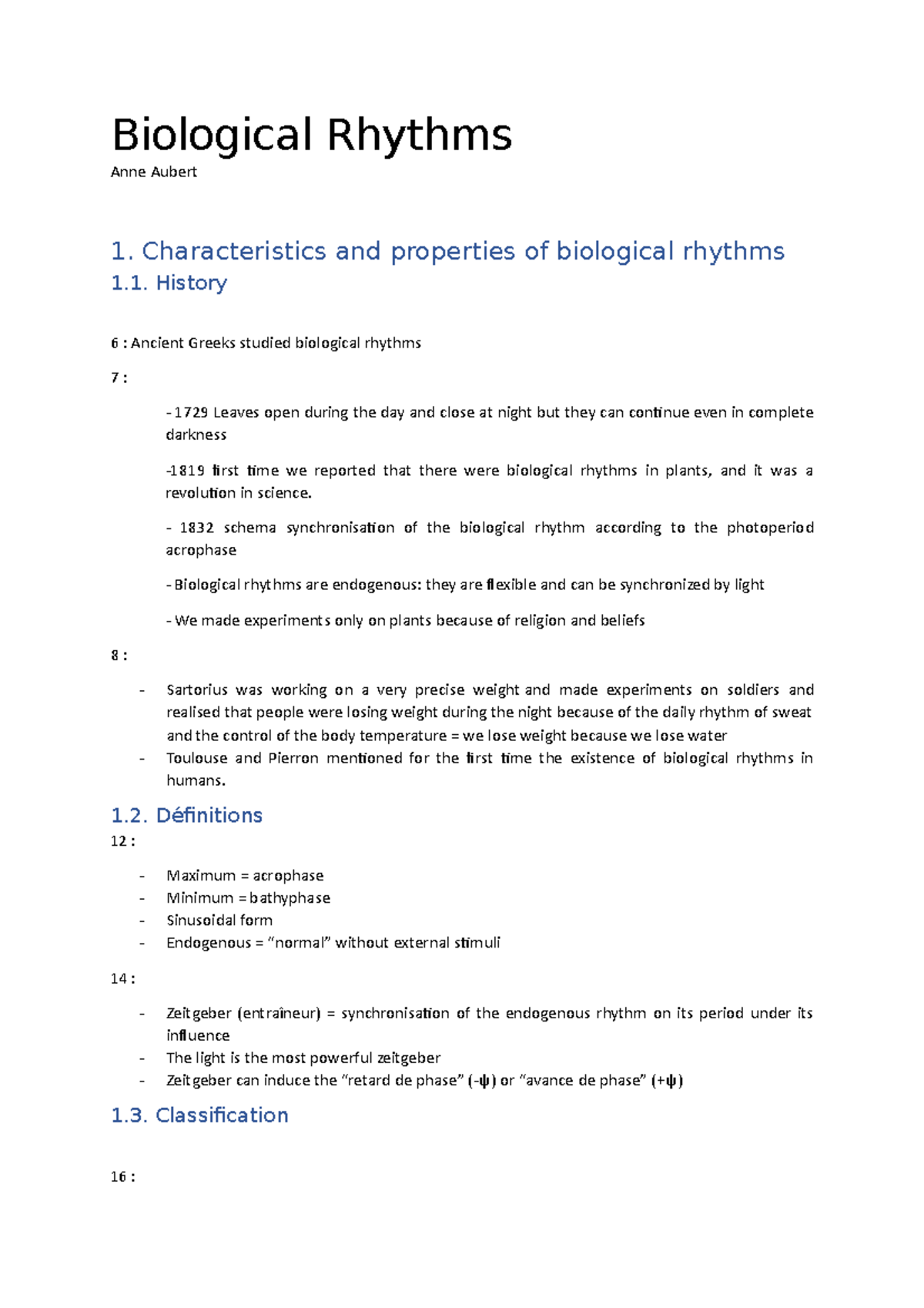 Biological rhythms - Cours de Mme. Aubert - Biological Rhythms Anne ...