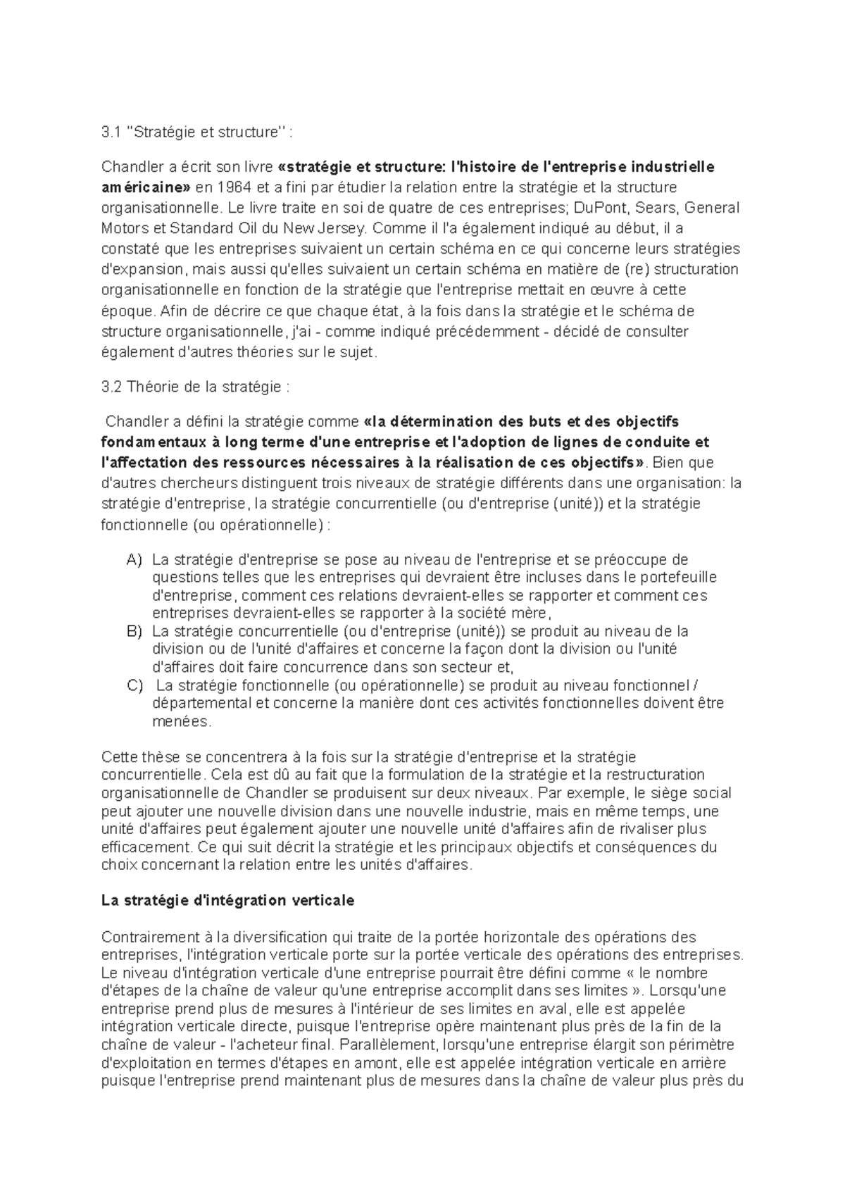 Chandler Stratégie et structure - 3 ‘’Stratégie et structure ...