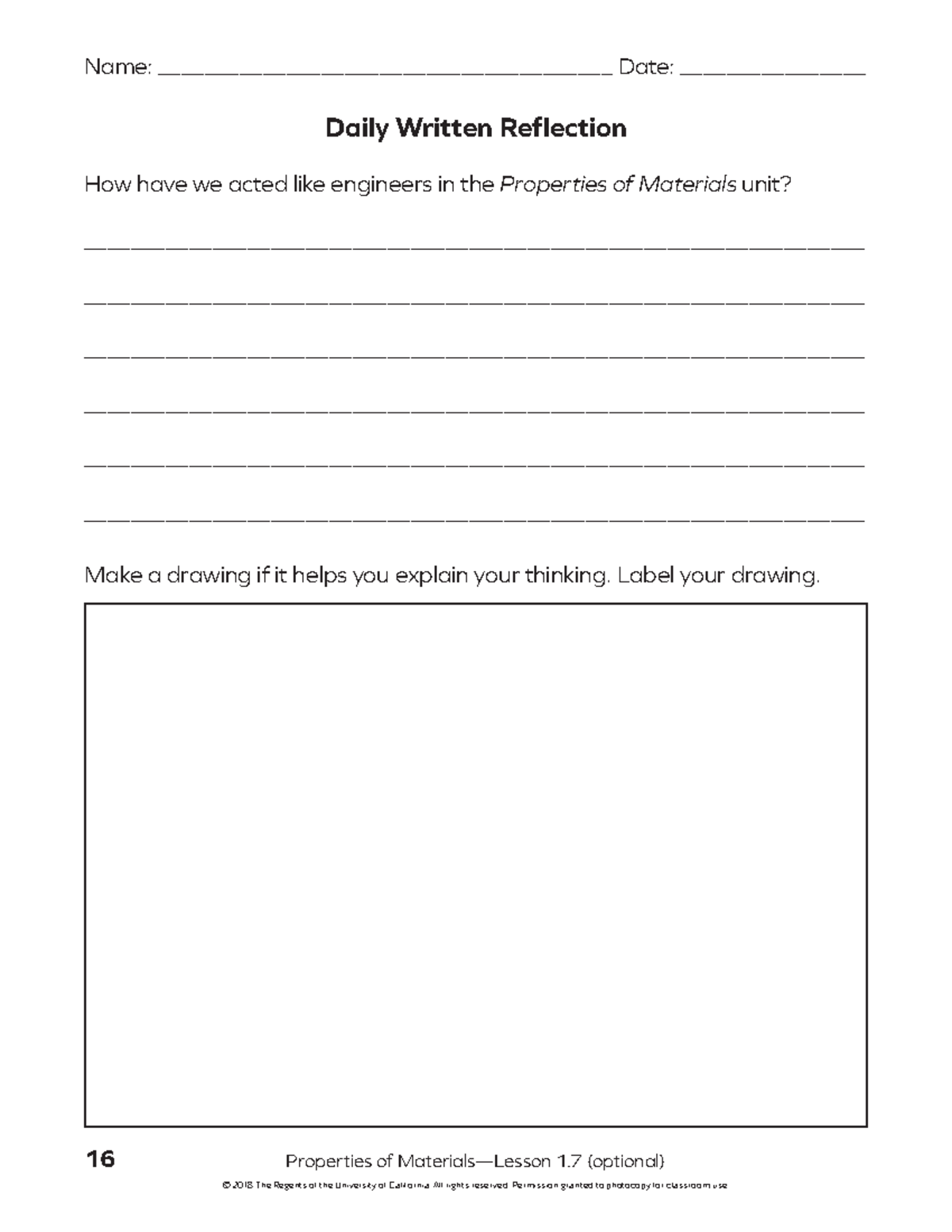POM Investigation Notebook Pages 16-20 NA - 16 Properties of Materials ...