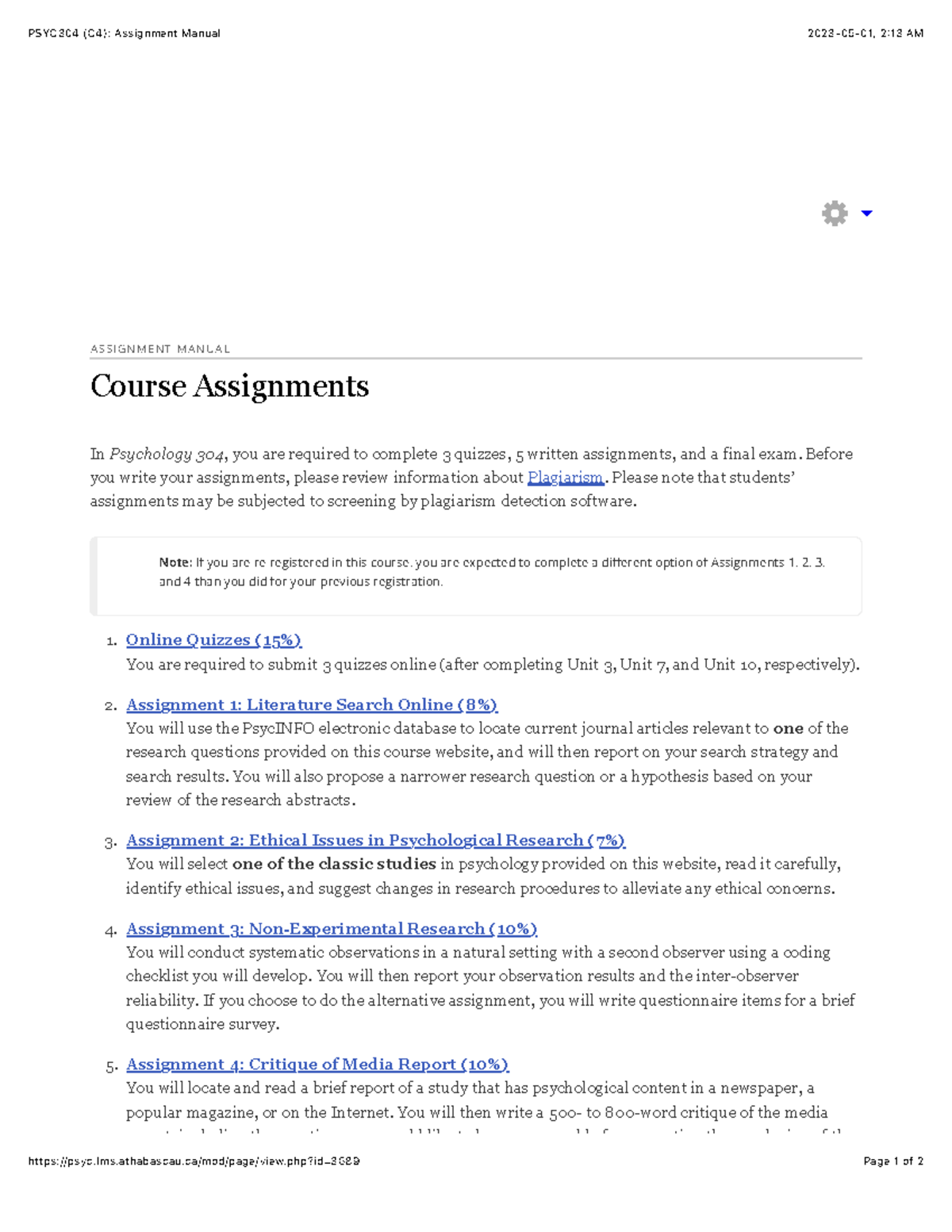 Assignment Manual - lms.athabascau/mod/page/view.php?id=3689 Page 1 of ...