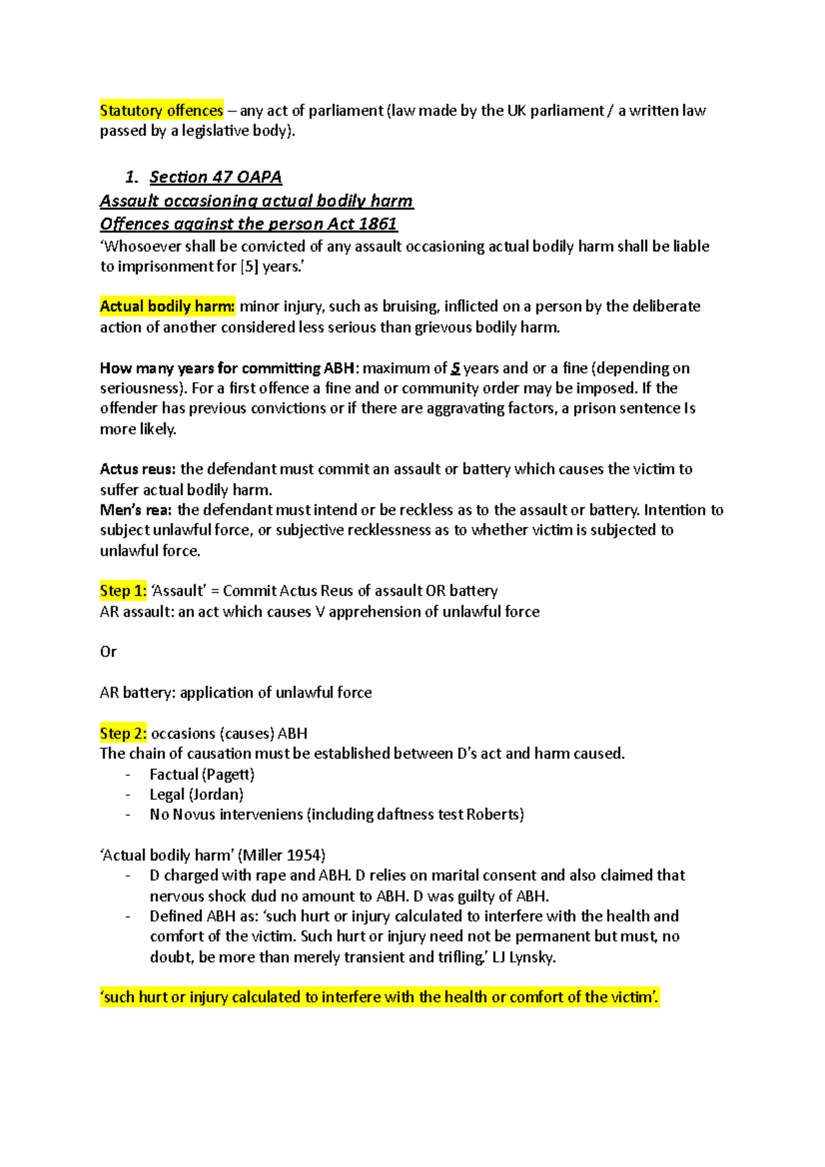Section 20 OAPA 1861 - Statutory offences – any act of parliament (law ...