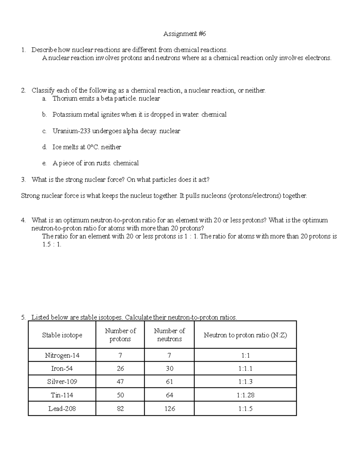 Assignment 6 12 1 20 - Chem - Assignment # Describe how nuclear ...
