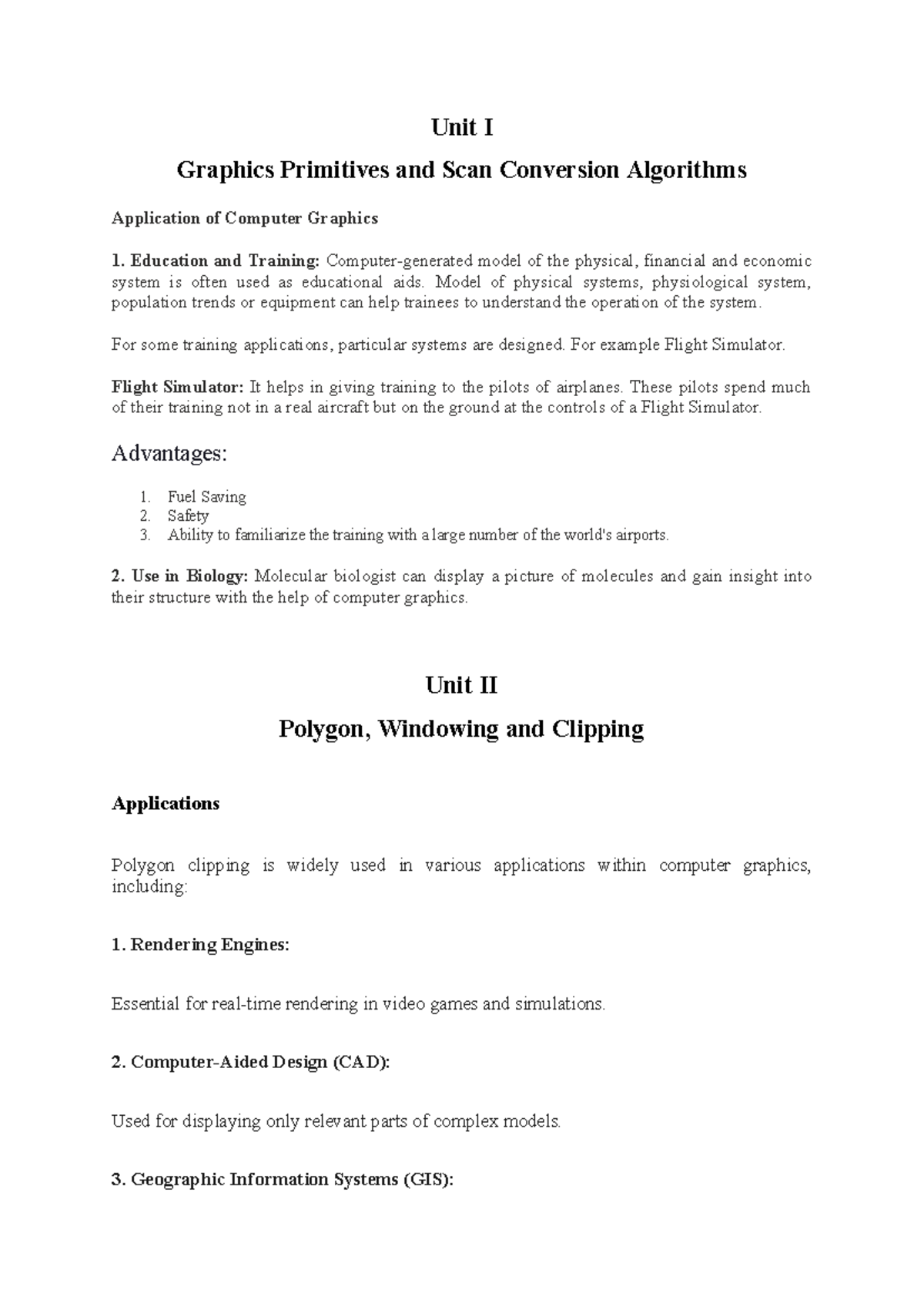 Real time applications - Unit I Graphics Primitives and Scan Conversion Algorithms Application ...