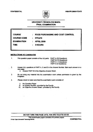 Hafda La Cuisine- HTC475 - FOOD PURCHASING AND COST CONTROL (HTC 475 ...