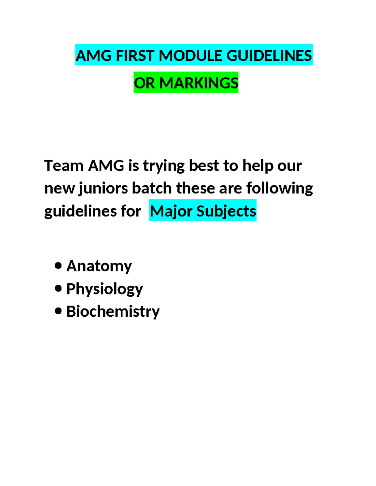 AMG First Module Marking by DR XD - AMG FIRST MODULE GUIDELINES OR ...