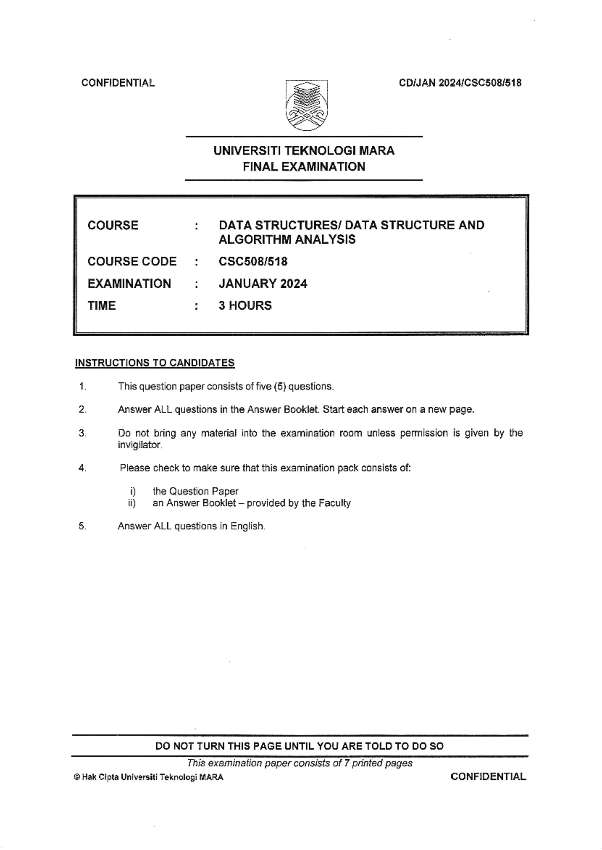 Faculty College OF Computing, Informatics AND Media 2024 Session 1 ...