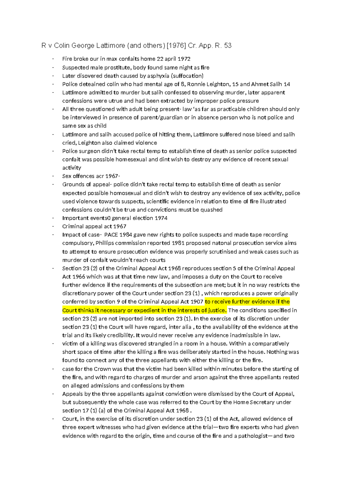 R v Colin George Lattimore plan - App. R. 53 Fire broke our in max ...