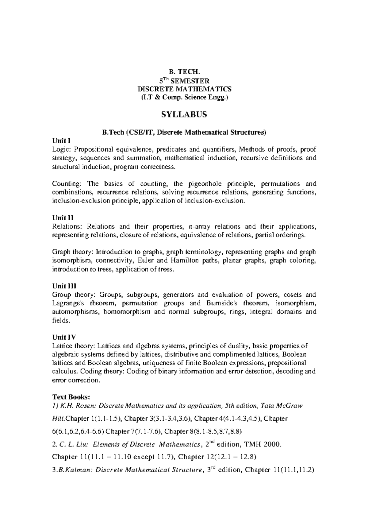 Lecture 1426865265 - B. TECH. 5 Th SEMESTER DISCRETE MATHEMATICS (I ...