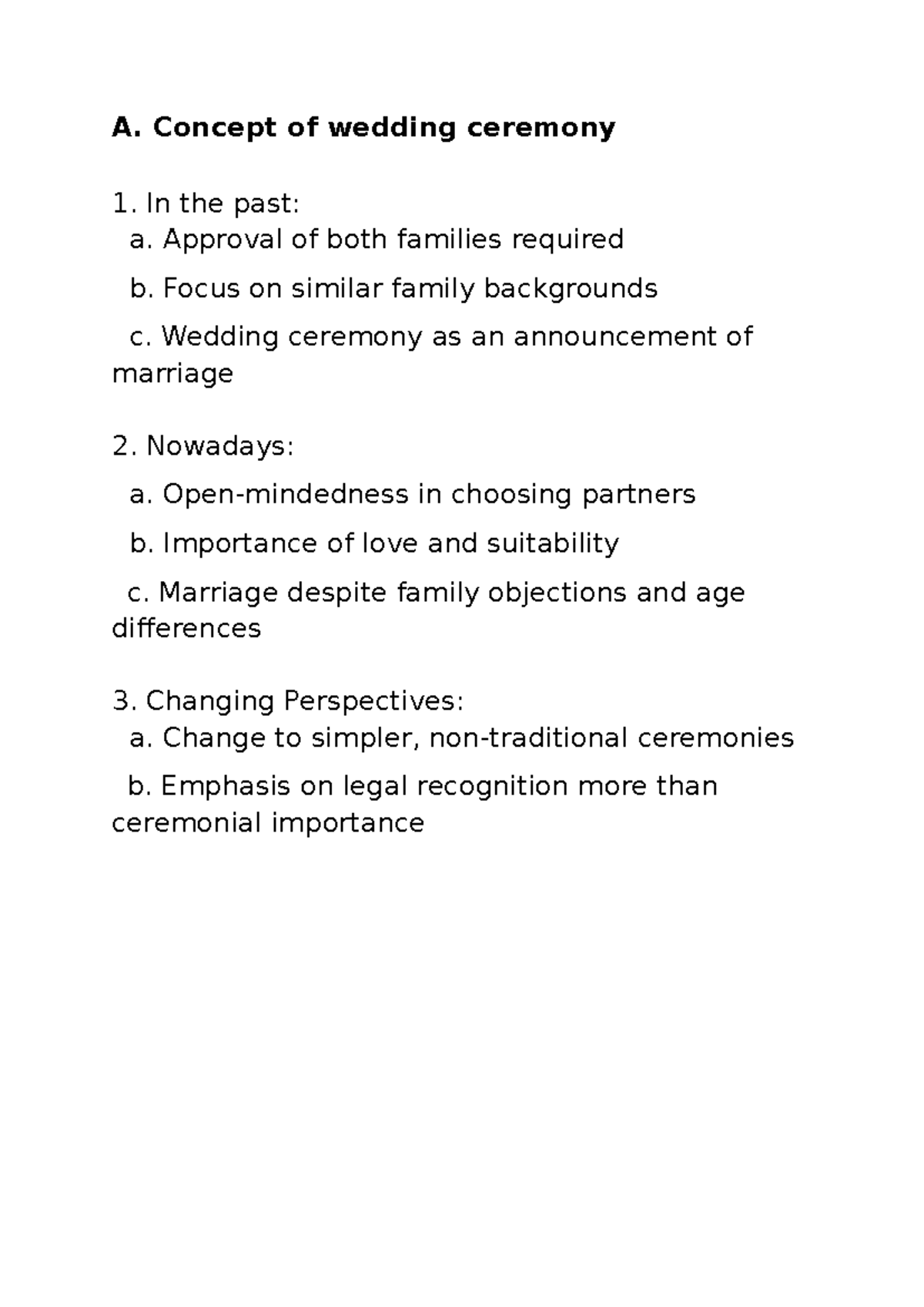 Concept - Outline - ENG-2010 - A. Concept of wedding ceremony In the ...