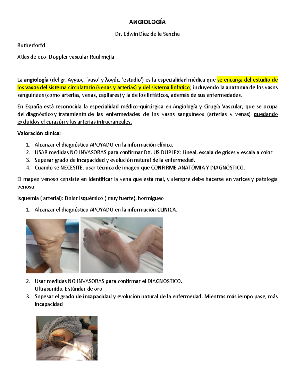 Angiología apuntes completos - ANGIOLOGÍA Dr. Edwin Díaz de la Sancha ...