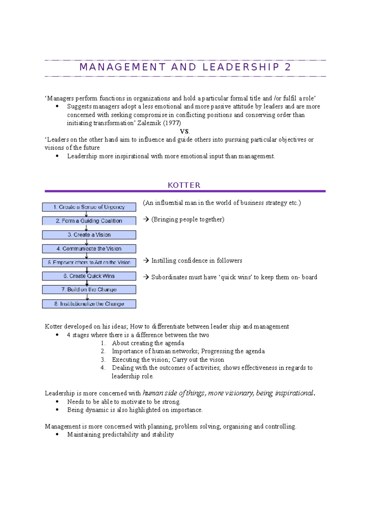 Management and leadership: part 2 - MANAGEMENT AND LEADERSHIP 2 ...